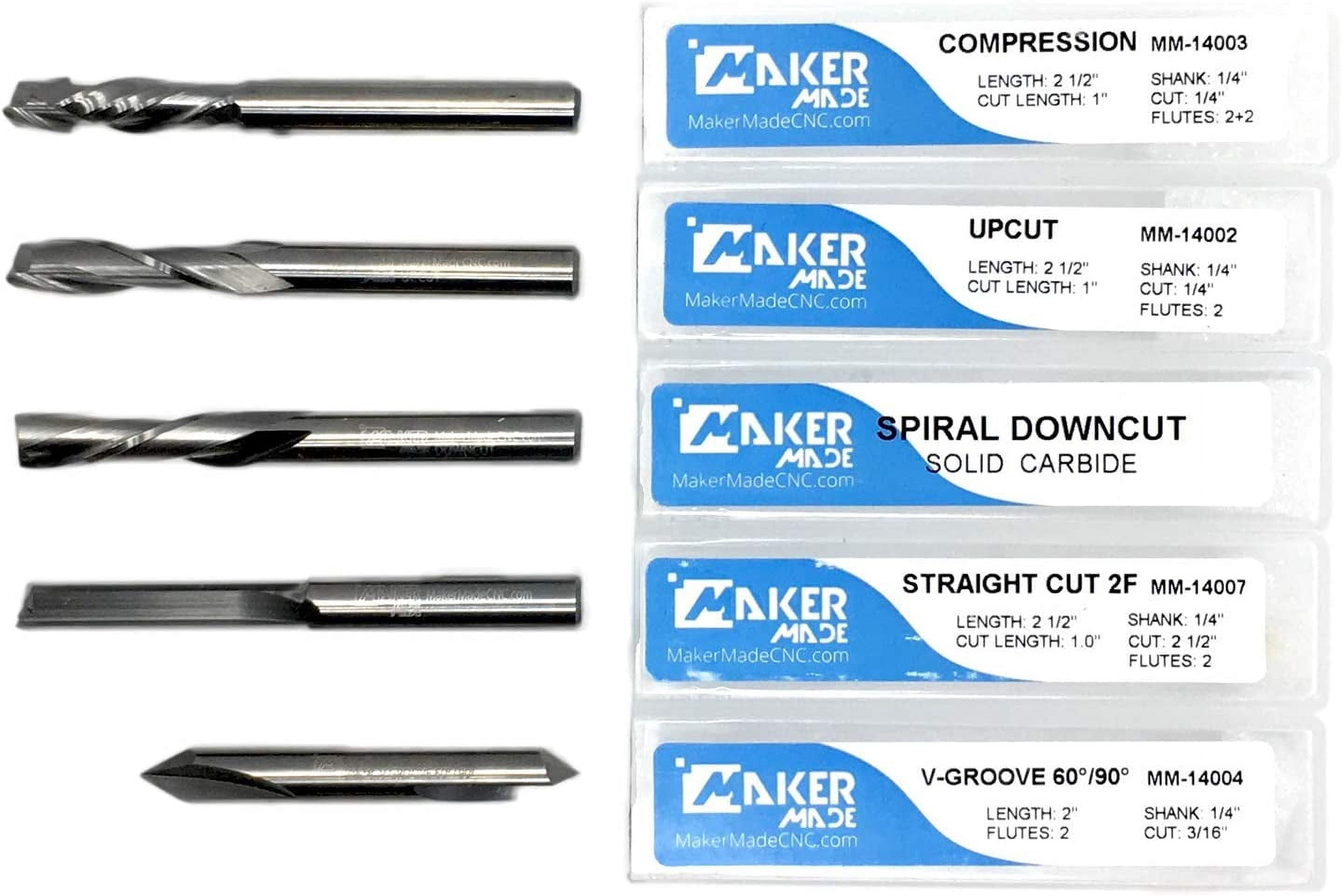 MakerMade 5-Pack Up Cut, Down Cut Compression, V-groove and Straight ...