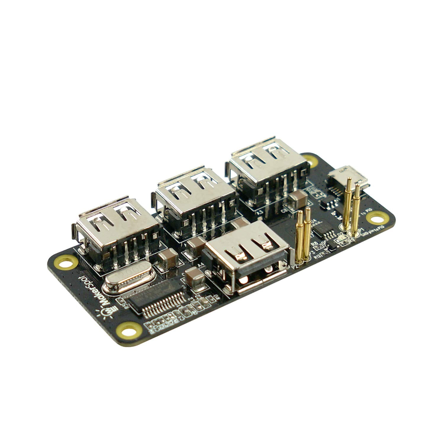 MakerSpot 4-Port Stackable USB SSF20 Hub HAT for Raspberry Pi Zero V1.3 (with Camera Connector ...