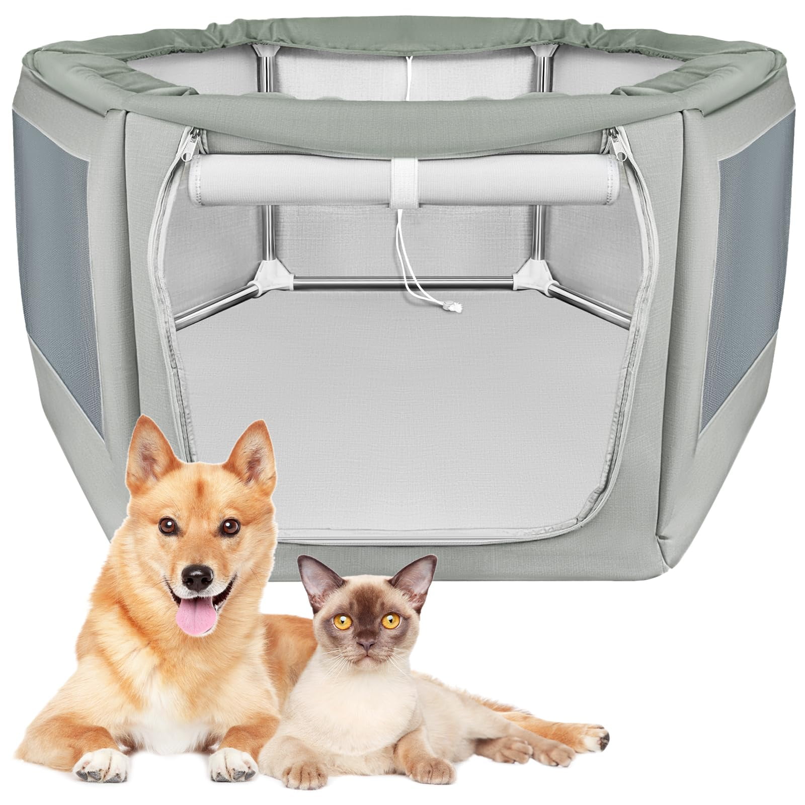 Makerfire Dog Playpen 37 × 32 Inch, Puppy Playpen with Gate for Small ...