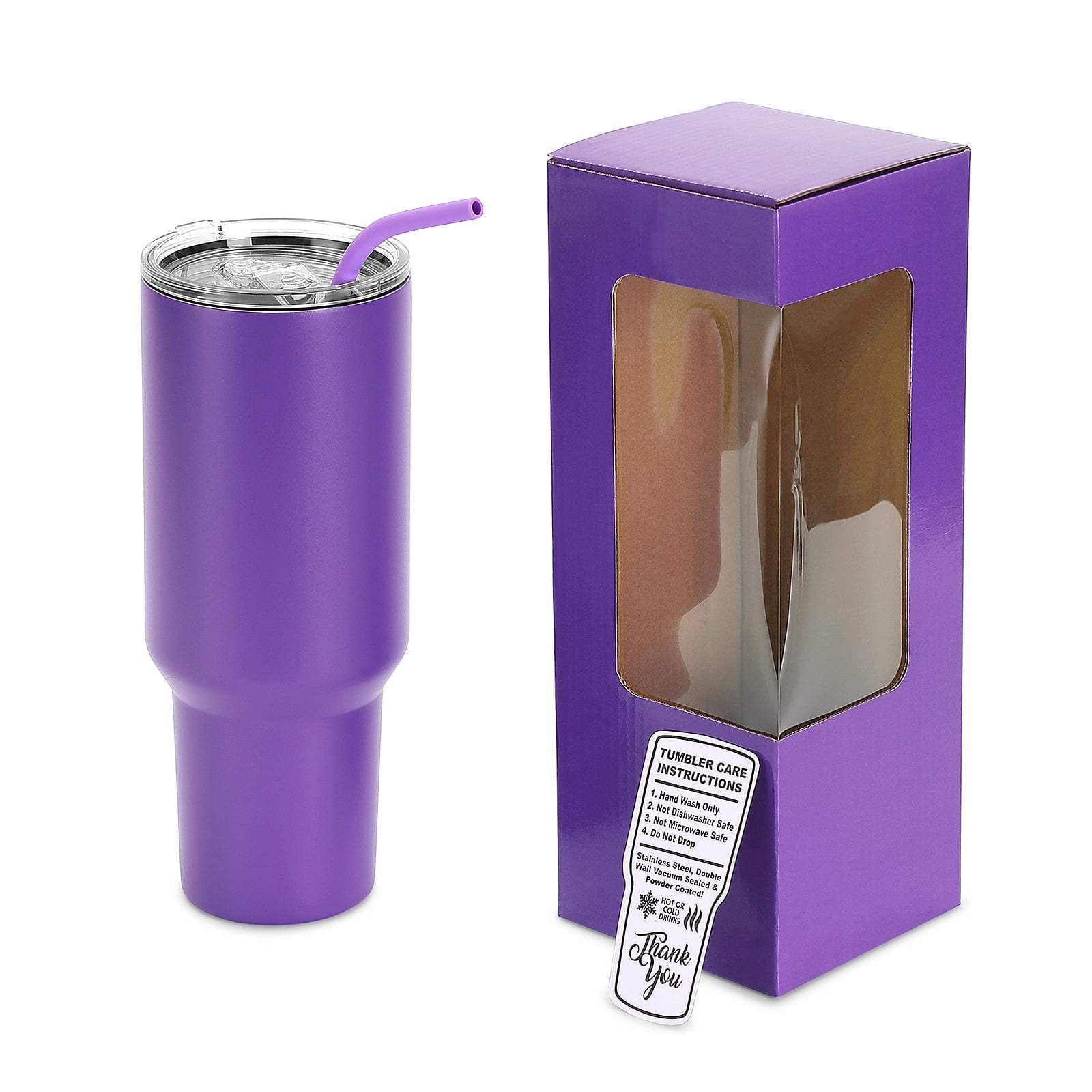 Makerflo 40 oz Purple Powder Coated Tumbler Pack of 1, Ideal for DIY ...