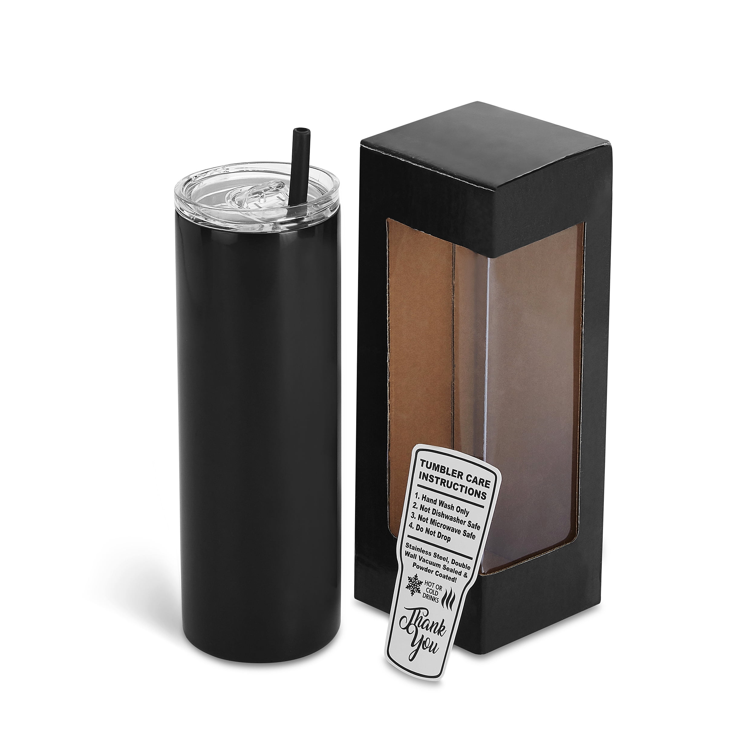 Makerflo Black 20 oz Skinny Powder Coated Tumbler Ideal for DIY Crafts ...