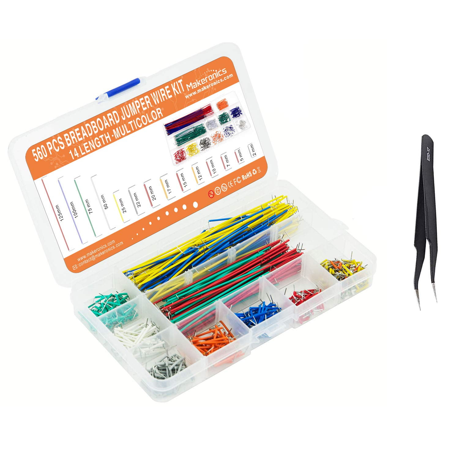 Makeronics 560 Pieces Jumper Wire Kit with 14 Lengths for Breadboard ...