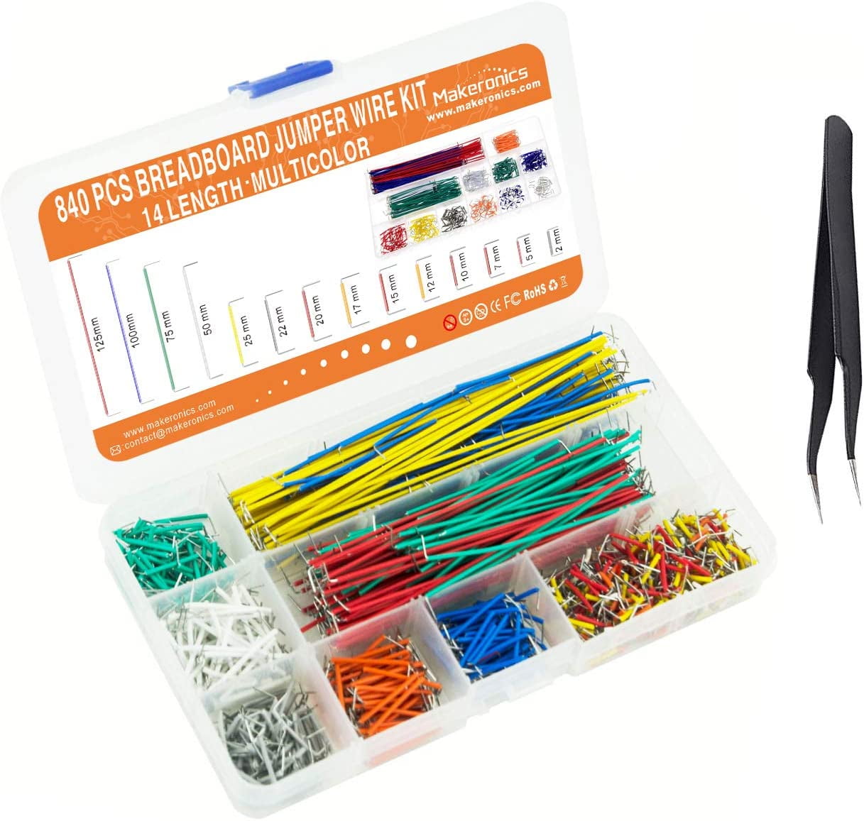 Makeronics 840 Pieces Jumper Wire Kit with 14 Lengths for Breadboard ...