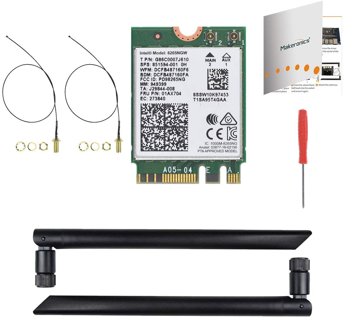 Makeronics Jetson Nano 8265AC/8265NGW Wireless NIC Module M.2 NGFF ...