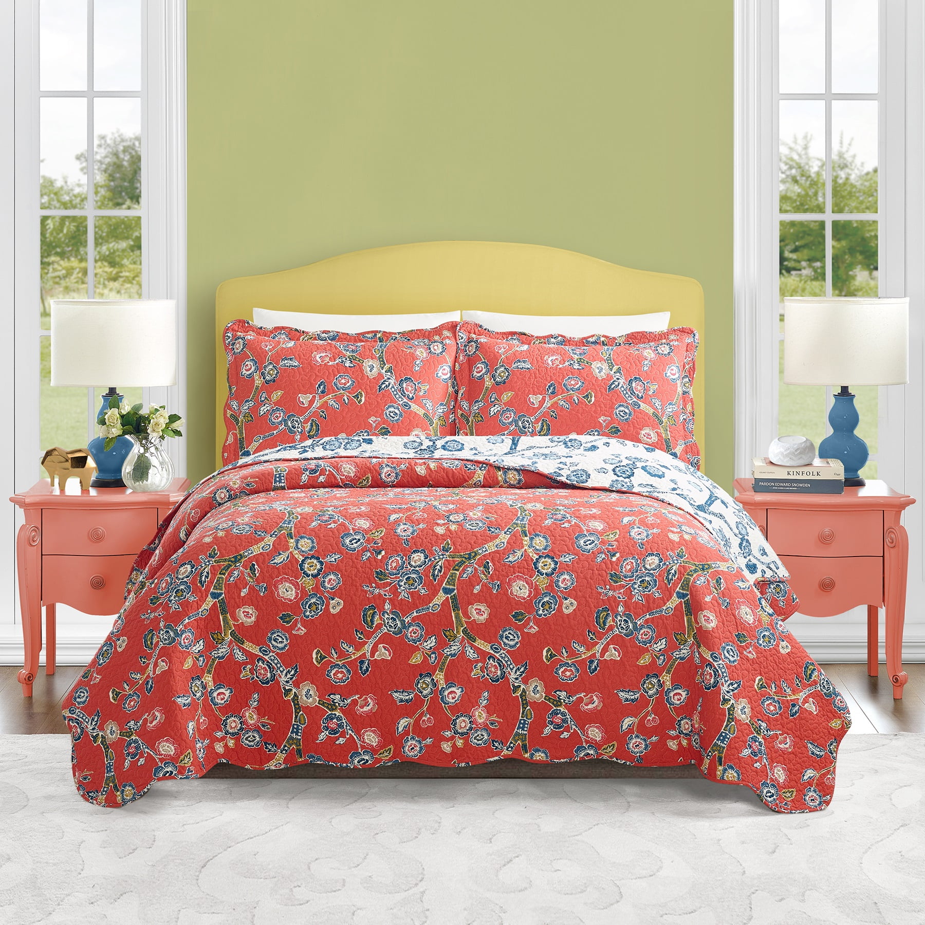 Makers Collection Jaiper Dreams Red Quilt Set - 100% Cotton - Walmart.com
