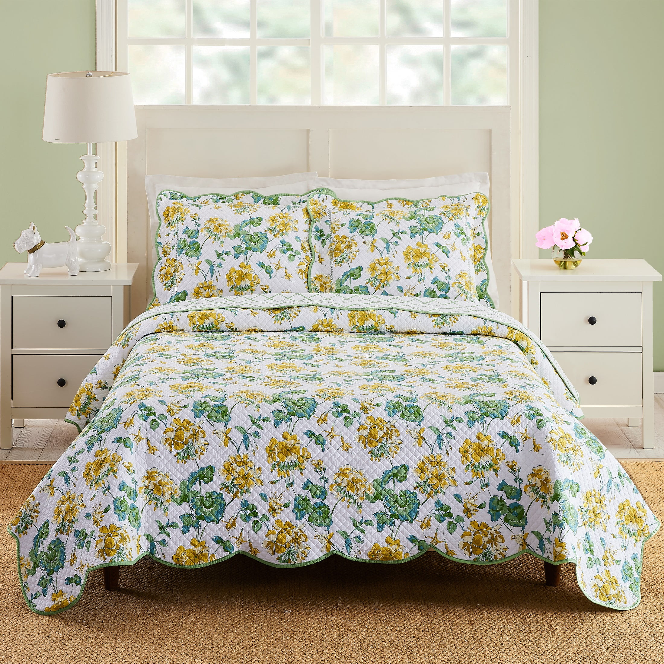 Makers Collective English Meadows Yellow 3-Piece Quilt Set, Full/Queen ...