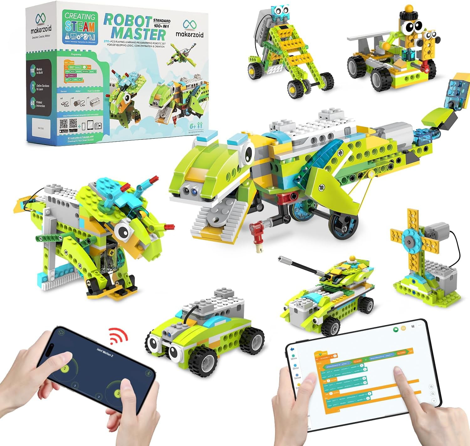 Makerzoid Coding Robot Toy for Kids 6-14, 100+ in 1 APP Control Robot Building Toys ...