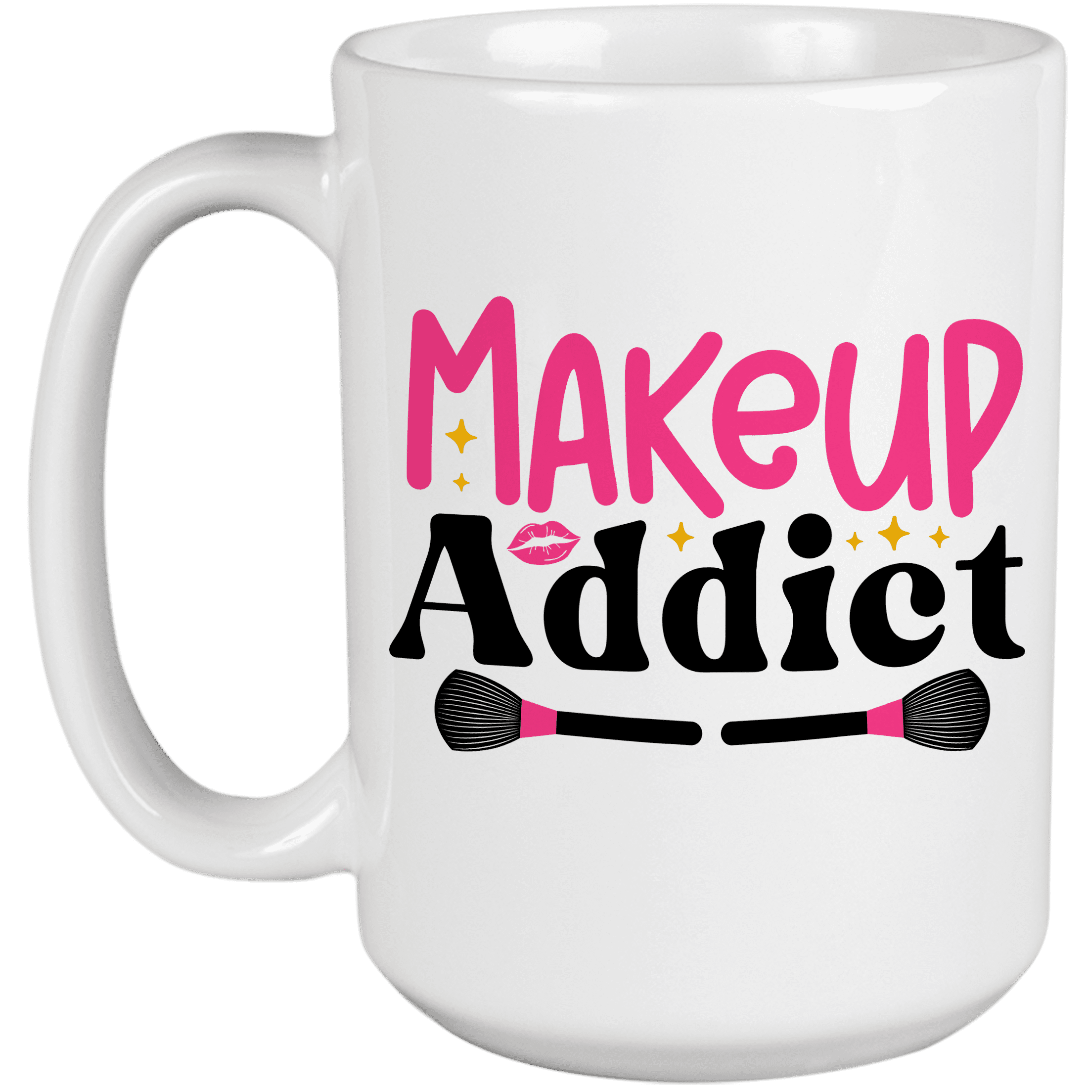 Makeup Addict with Lips & Powder Brushes Design - Beauty Themed Merch ...