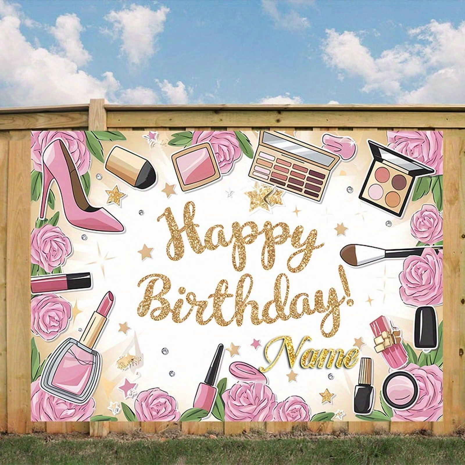 Makeup And Flowers Themed Party Decorations Banner Makeup And Flowers ...