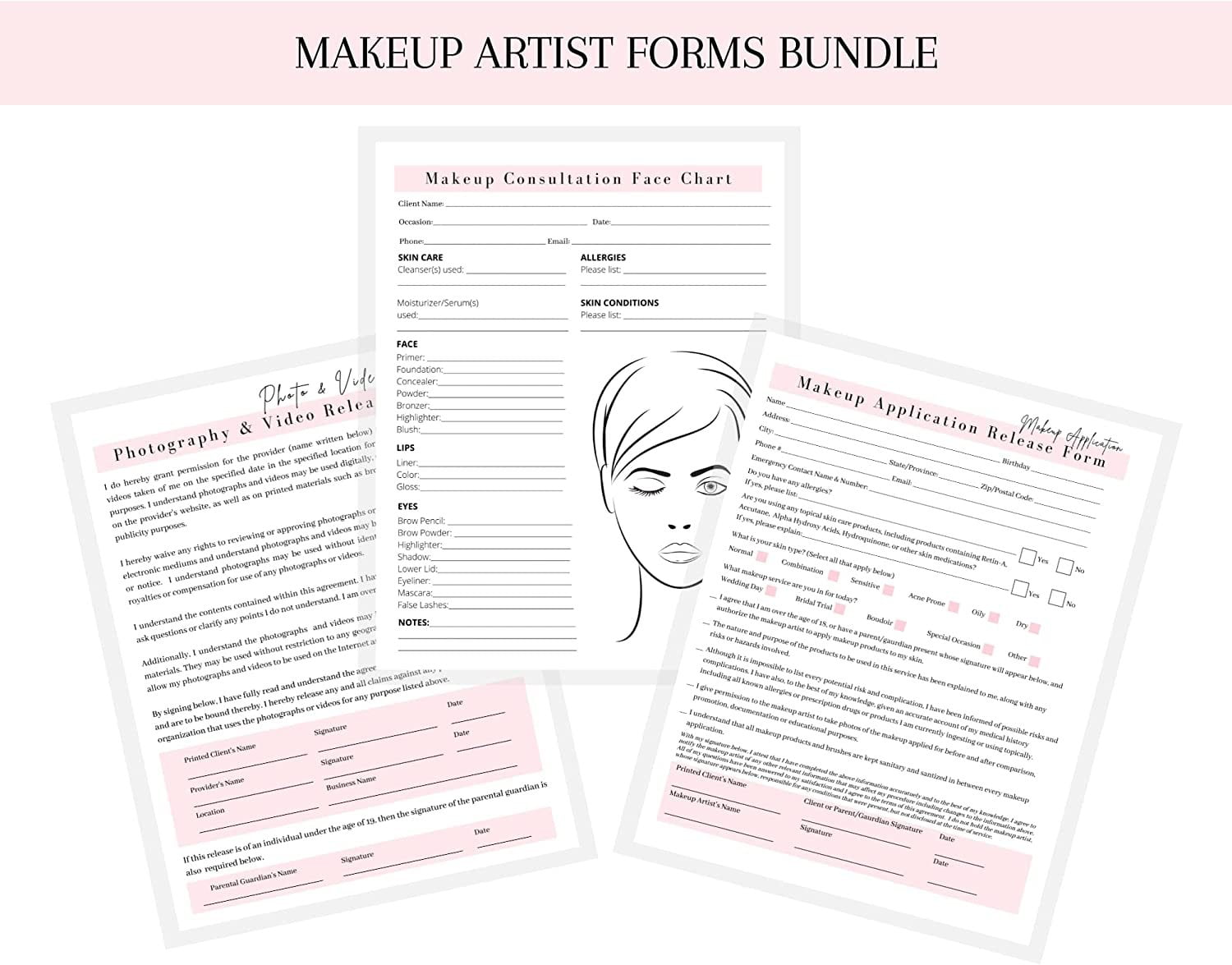 Makeup Artist Bundle Face Chart, Photo Release, Makeup Release 75 Pack ...
