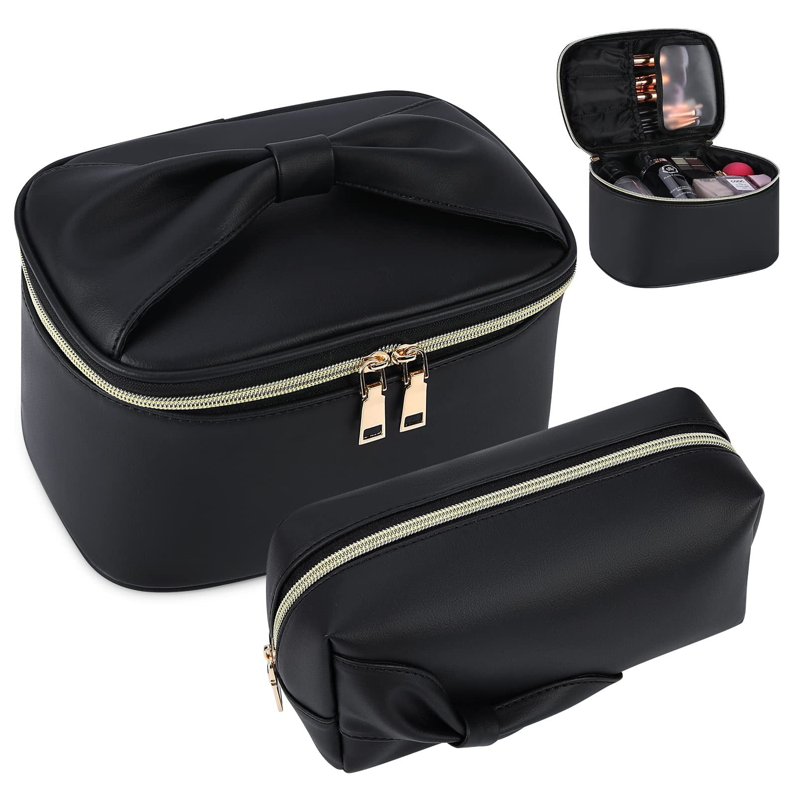 2 Pcs Large Waterproof Makeup Bag, Cosmetic Pouch, Travel Case for ...