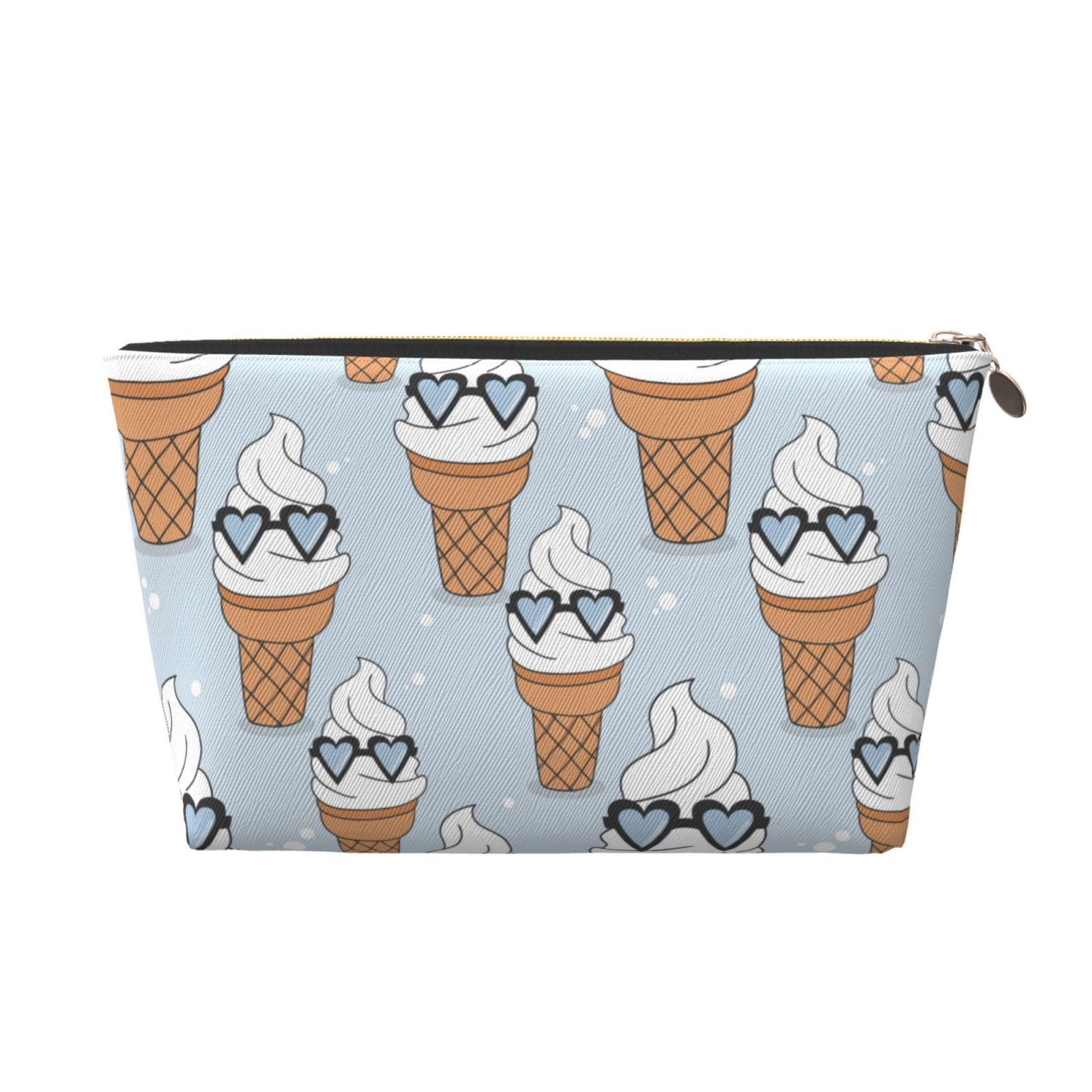 Makeup Bag - Cartoon Cool Ice Cream Print Cosmetic Bag Portable Travel ...
