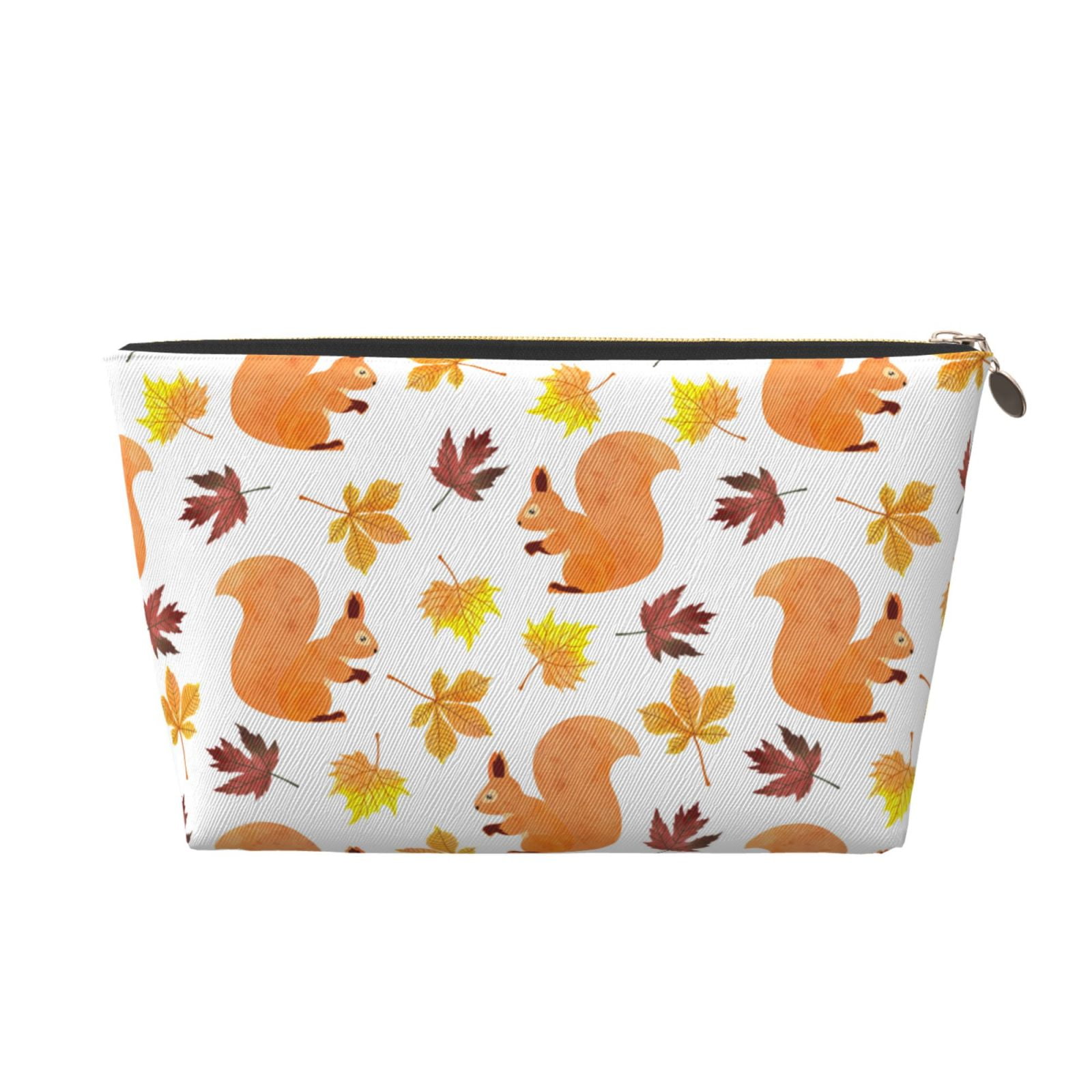 Makeup Bag - Cartoon Cute Squirrel Maple Leaf Cosmetic Bag Portable ...