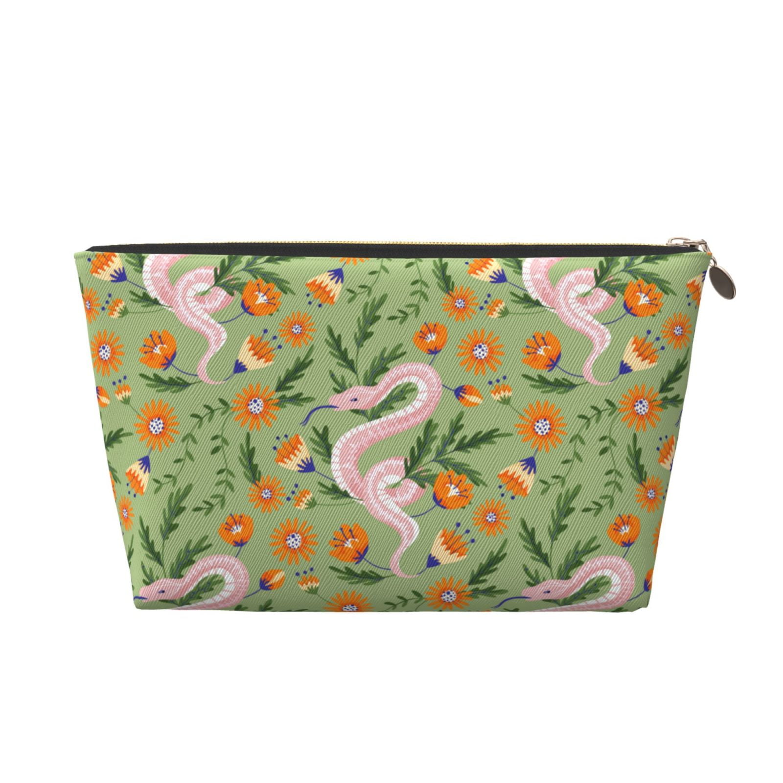 Makeup Bag - Cartoon Pink Cute Snake Flower Cosmetic Bag Portable ...
