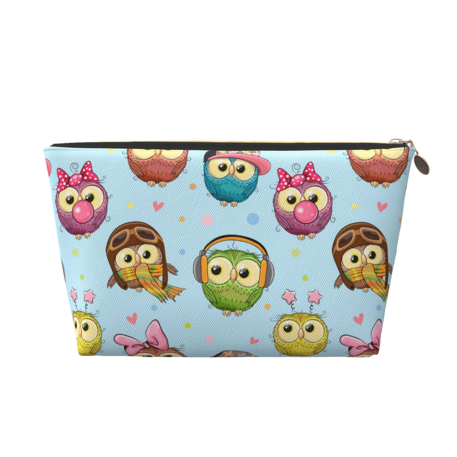 Makeup Bag - Cute Cartoon Colorful Owls Cosmetic Bag Portable Travel ...
