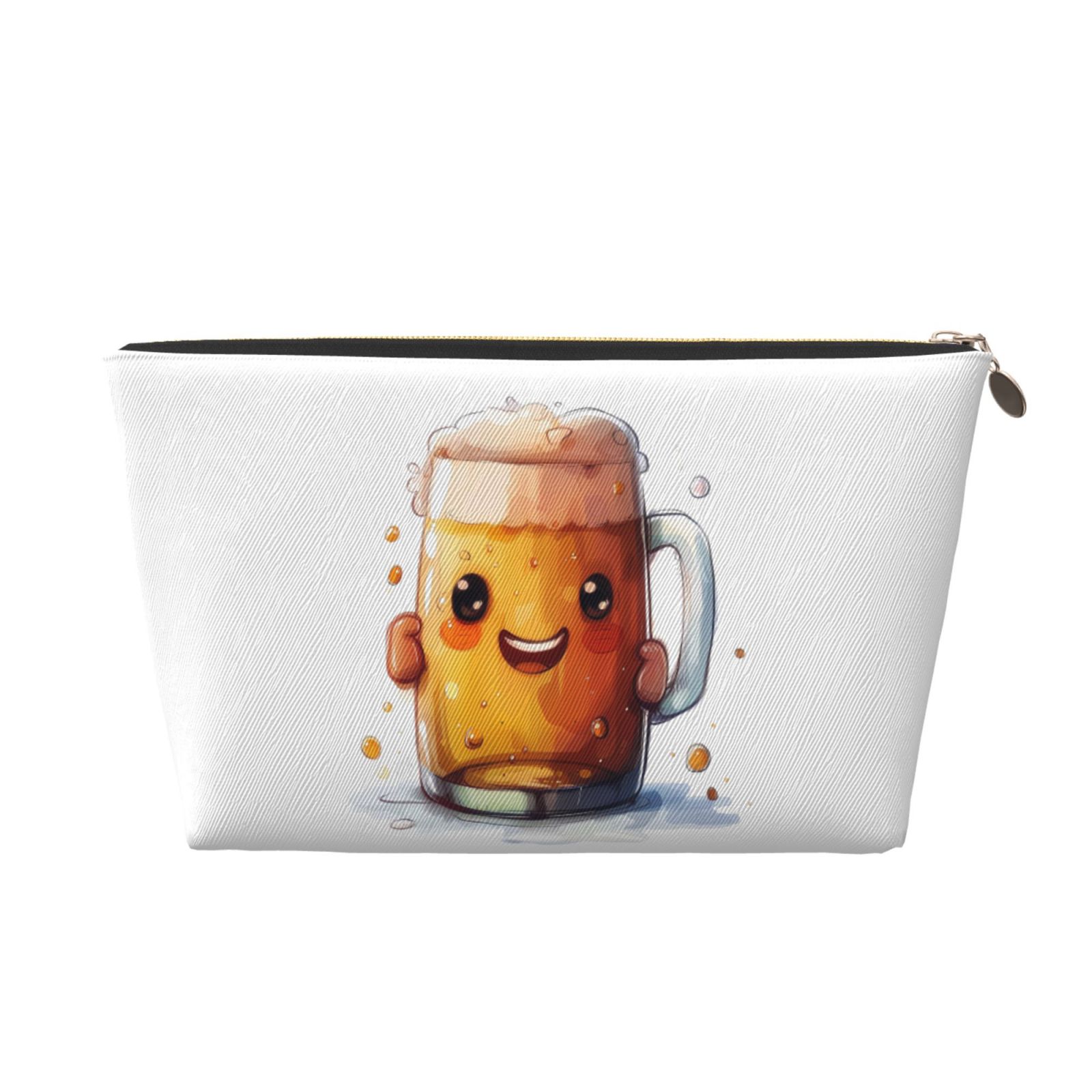 Makeup Bag - Happy Beer Mug Illustration Cosmetic Bag Portable Travel ...