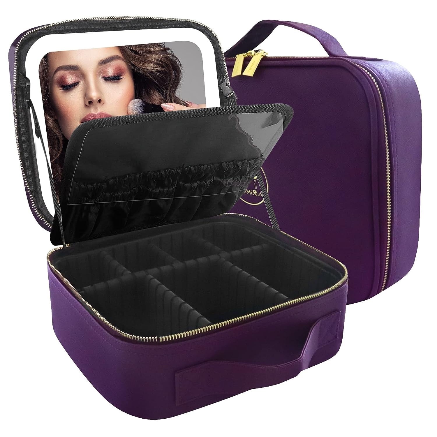 Momira Makeup Bag, Light-up Mirror, Portable Travel Cosmetic Organizer ...