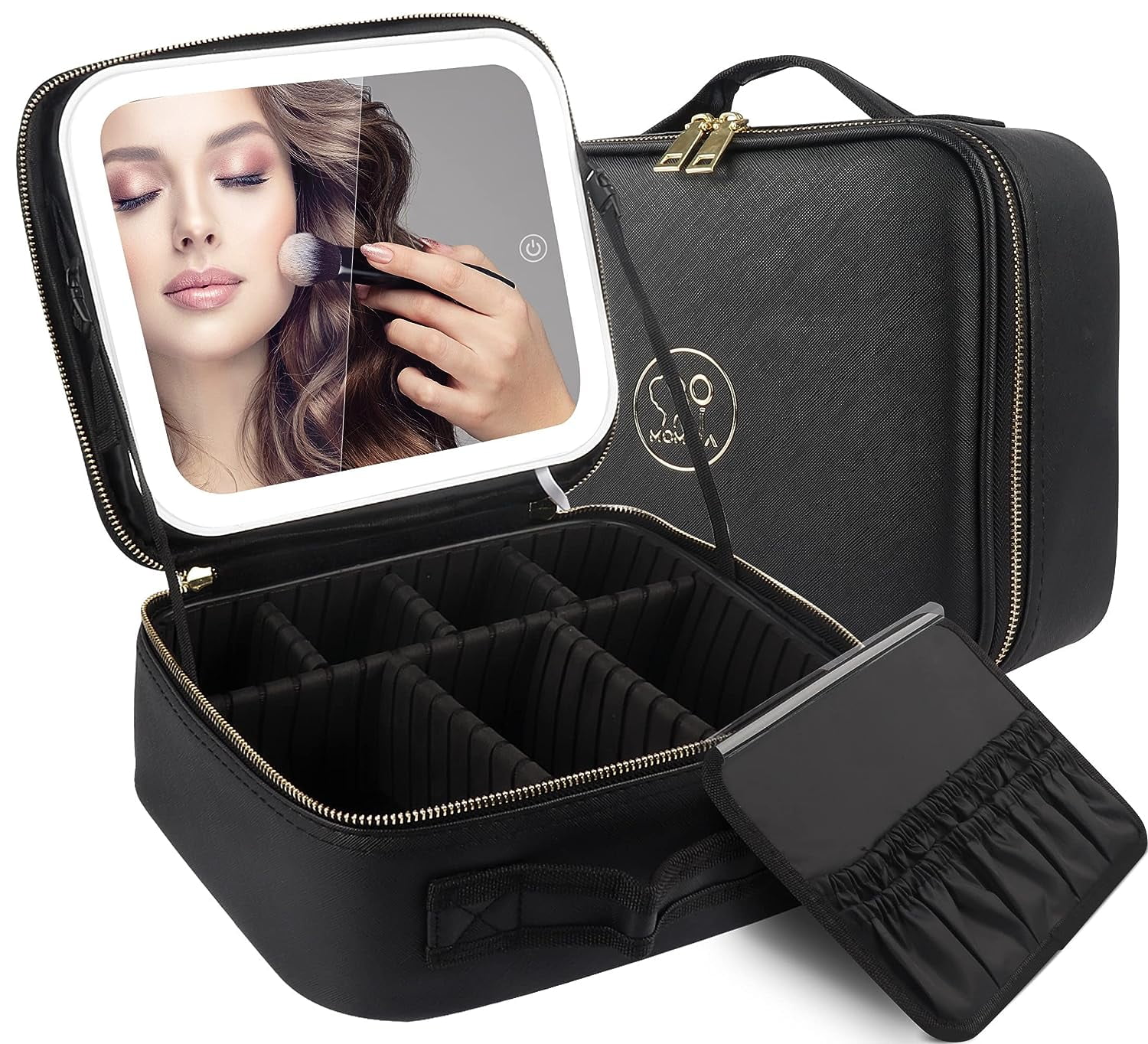 Makeup Bag with Light-up Mirror Travel Makeup Train Case Cosmetic ...