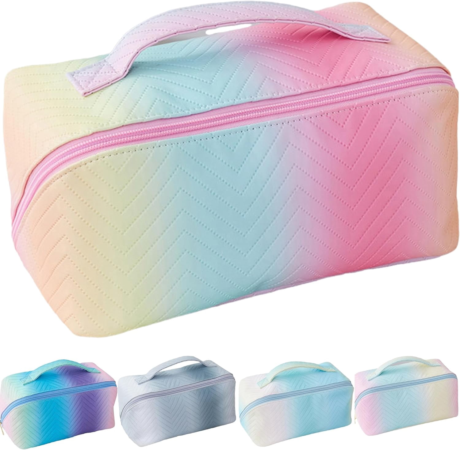 Makeup Bag Travel Cosmetic Bag Large Makeup Bags for Women Leather ...
