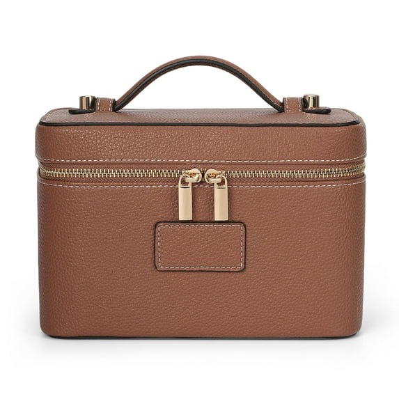 Makeup Bag Vanity Case for Women Leather Cosmetic Bag Travel Toiletry ...