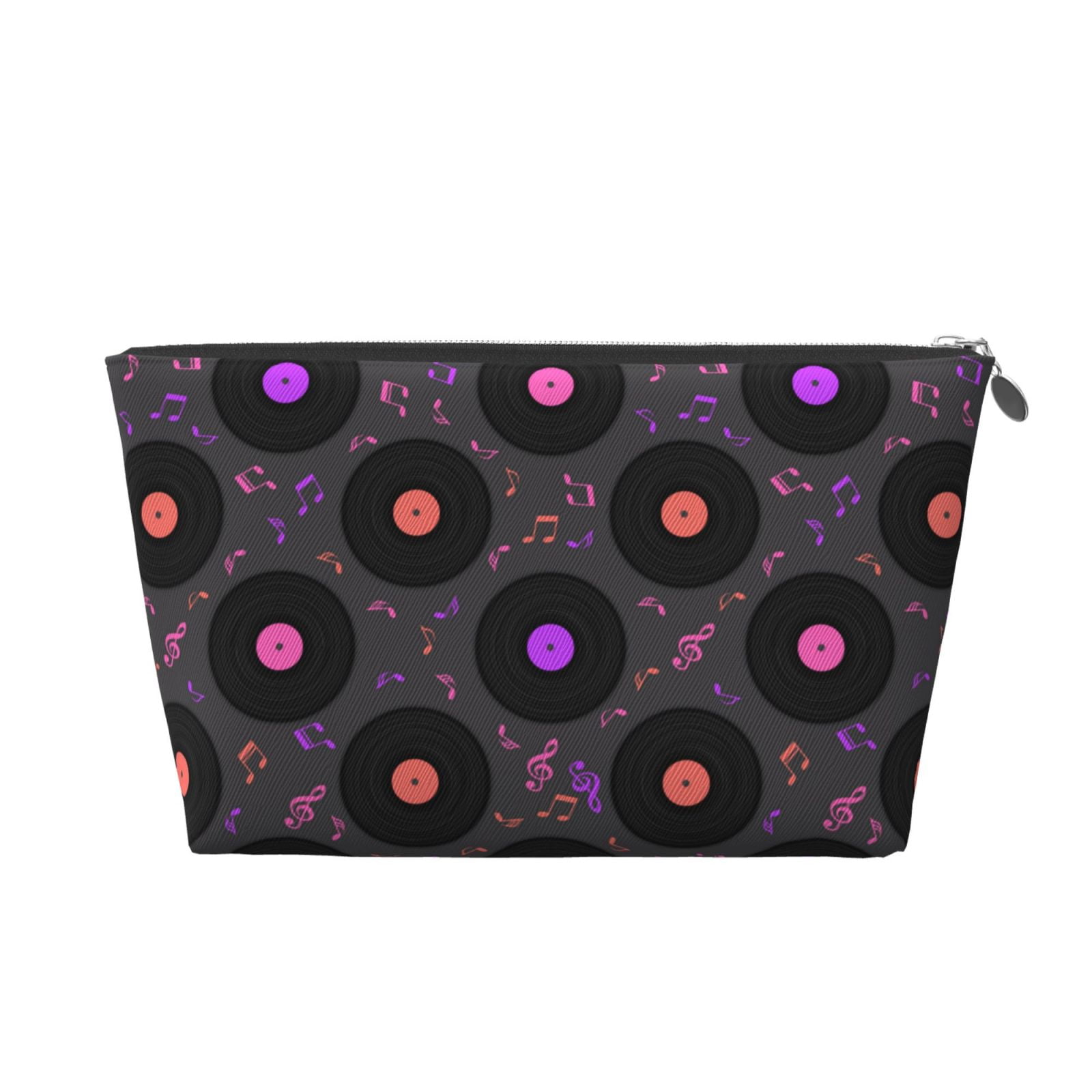 Makeup Bag - Vinyl Records Musical Notes Cosmetic Bag Portable Travel ...