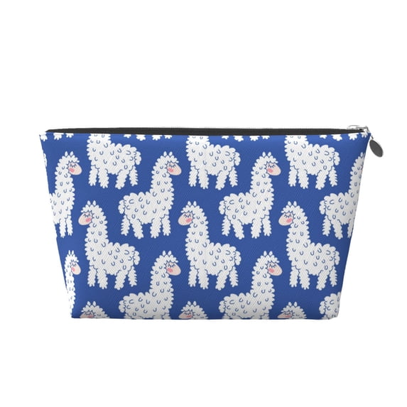 Makeup Bag - cute cartoon lama alpaca blue Cosmetic Bag Portable Travel ...