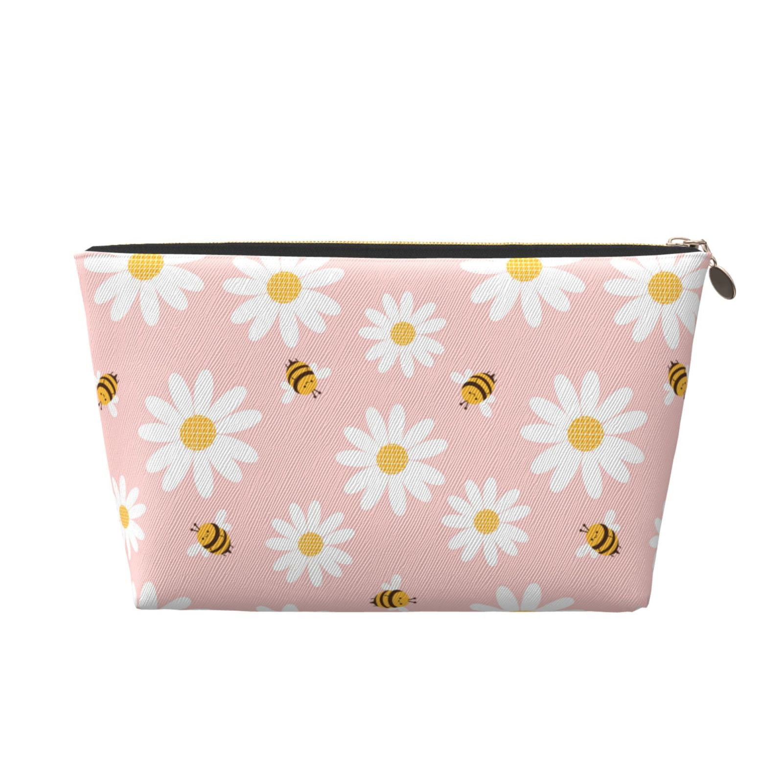 Makeup Bag - daisy flower bee cartoons pink Cosmetic Bag Portable ...