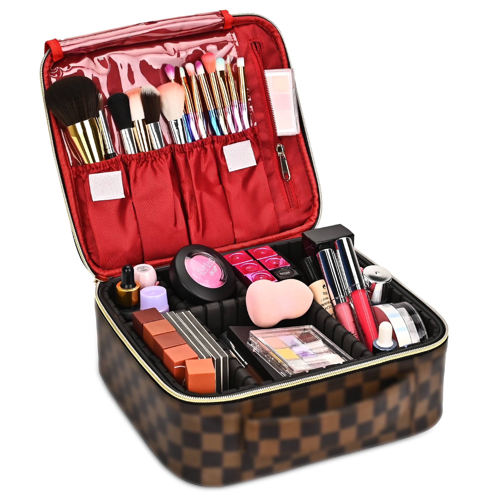 Makeup Bag for Women, Large Cosmetic Case, Travel Cosmetic Bag with ...