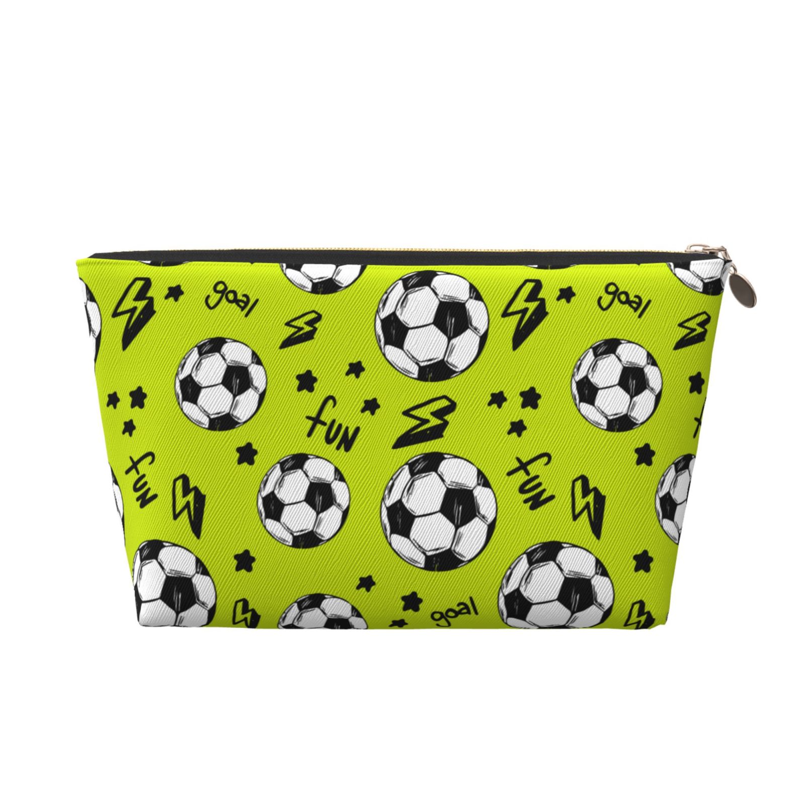 Makeup Bag - soccer football star lightgreen Cosmetic Bag Portable ...