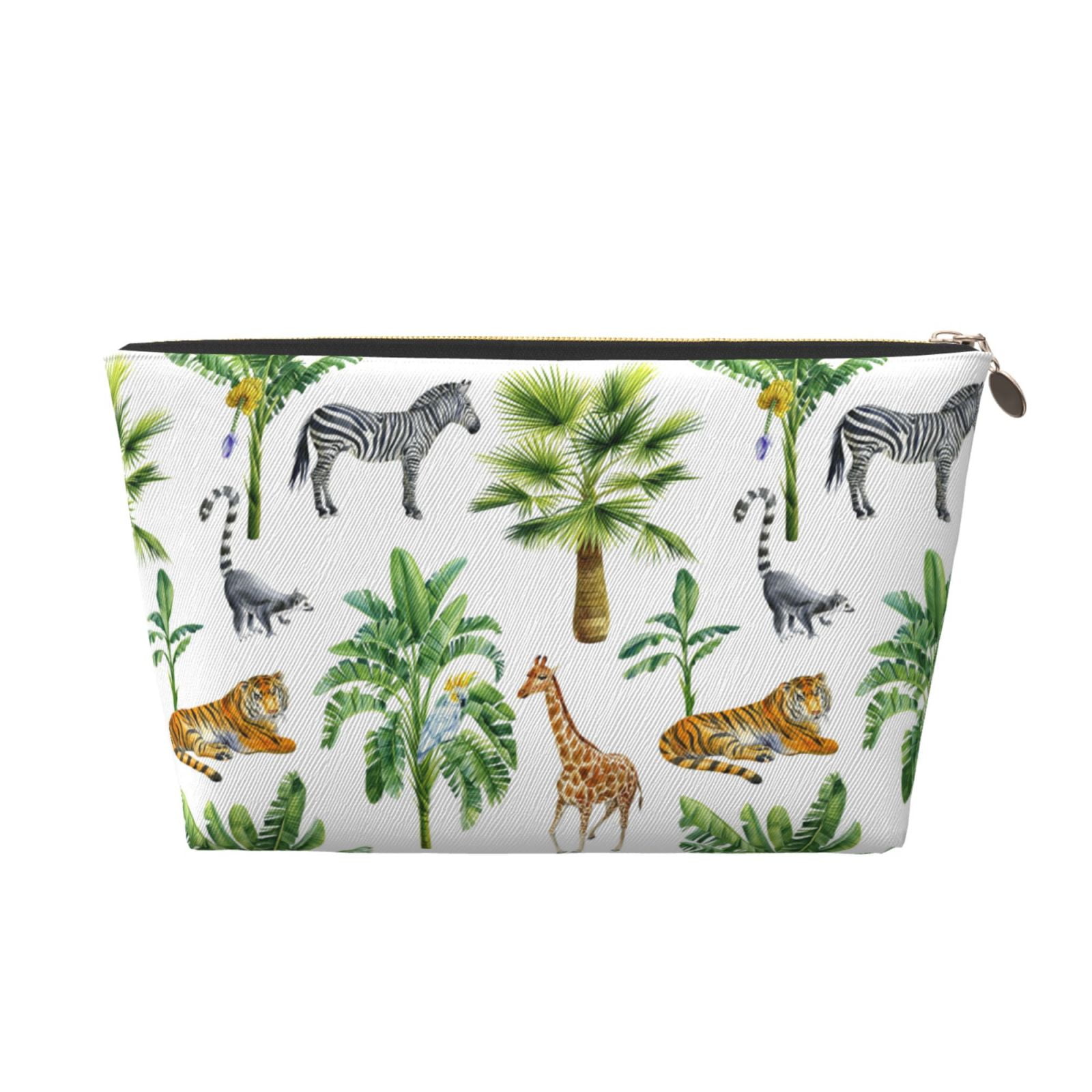 Makeup Bag - zebra tiger Giraffe Tropical palm tree Cosmetic Bag ...