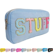 Chenille Letter Makeup Bag,Nylon Preppy Patch Zipper Pouch Purse with ...