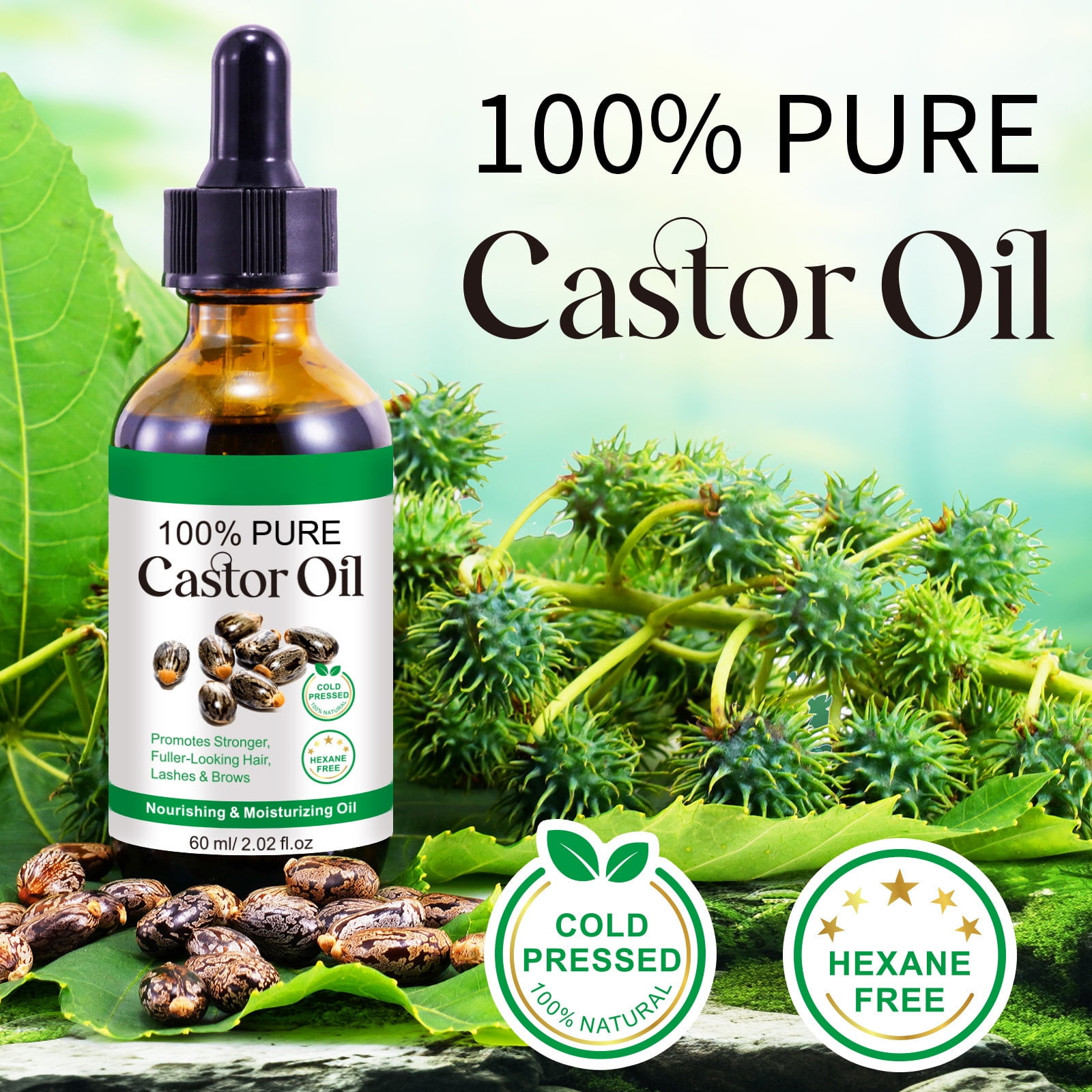 Makeup Beauty Castor Oil Natural Cold Massage Castor Oil Strong Hair ...
