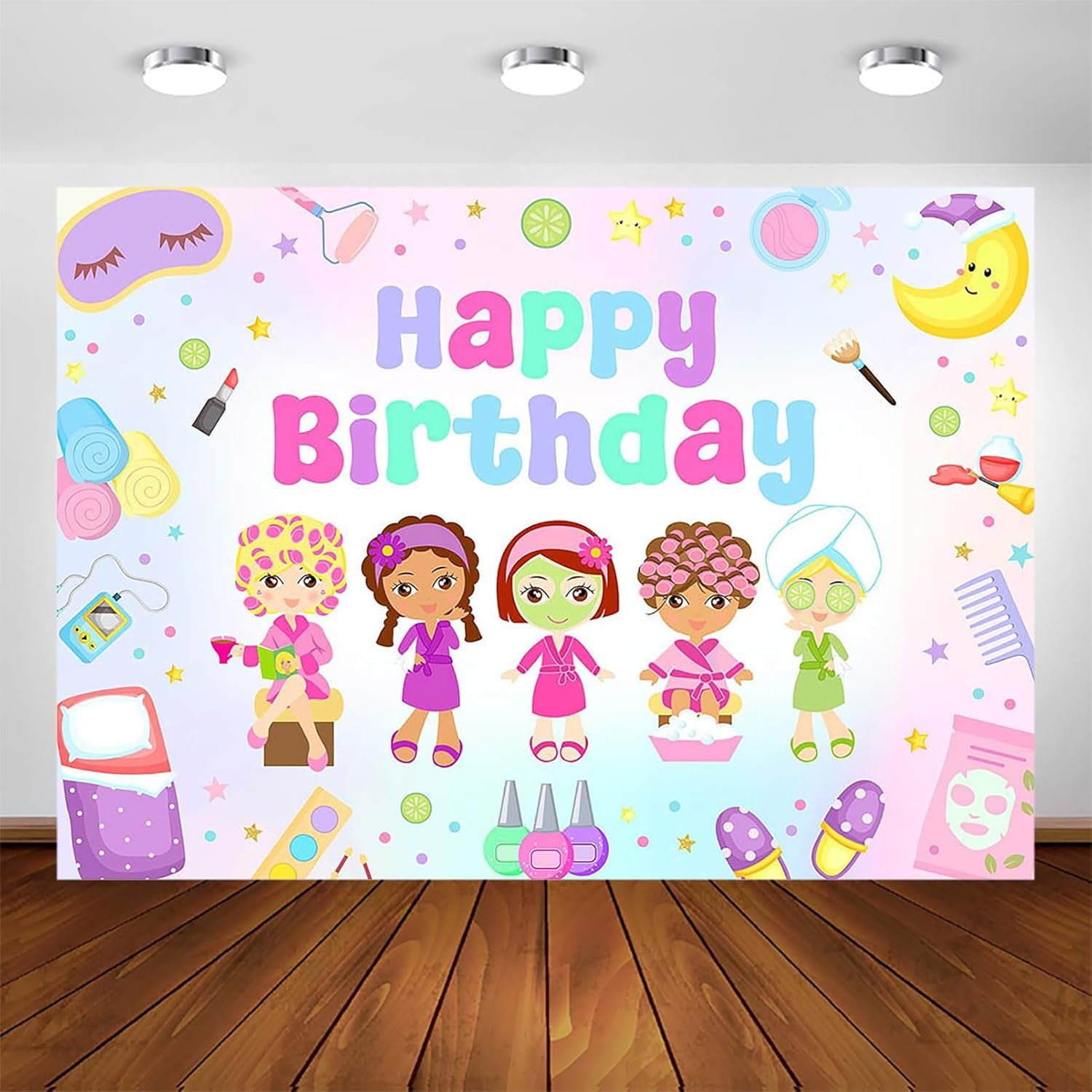 Makeup Birthday Backdrop Spa Themed Birthday Decorations Banner for ...