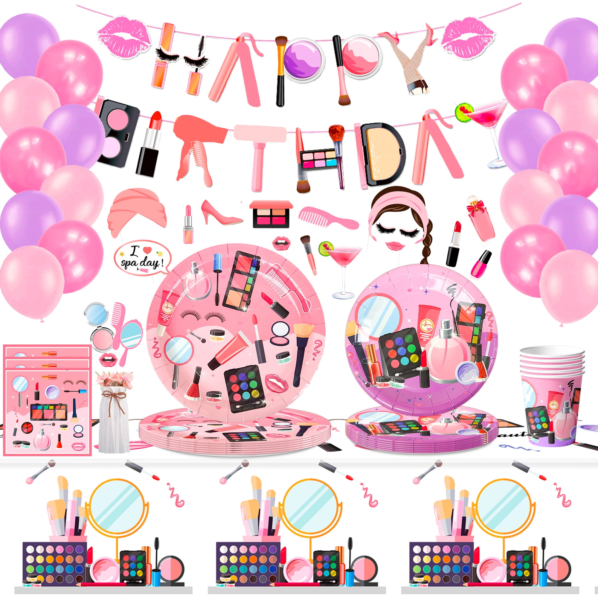 Makeup Birthday Party Supplies,165pcs Spa Party Decorations Set-for ...