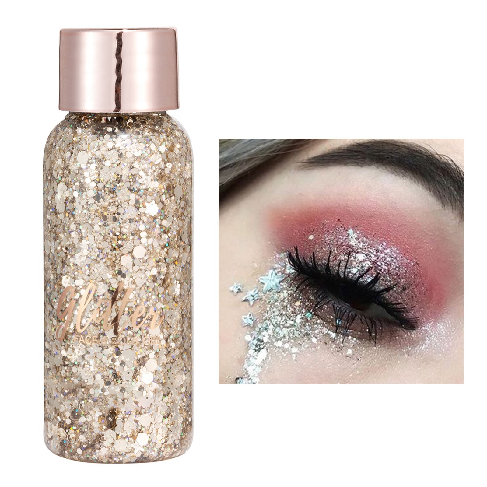 Makeup of Blekii Glitter Eye Shadow Sequin Gel Scale Face Body Lotion ...