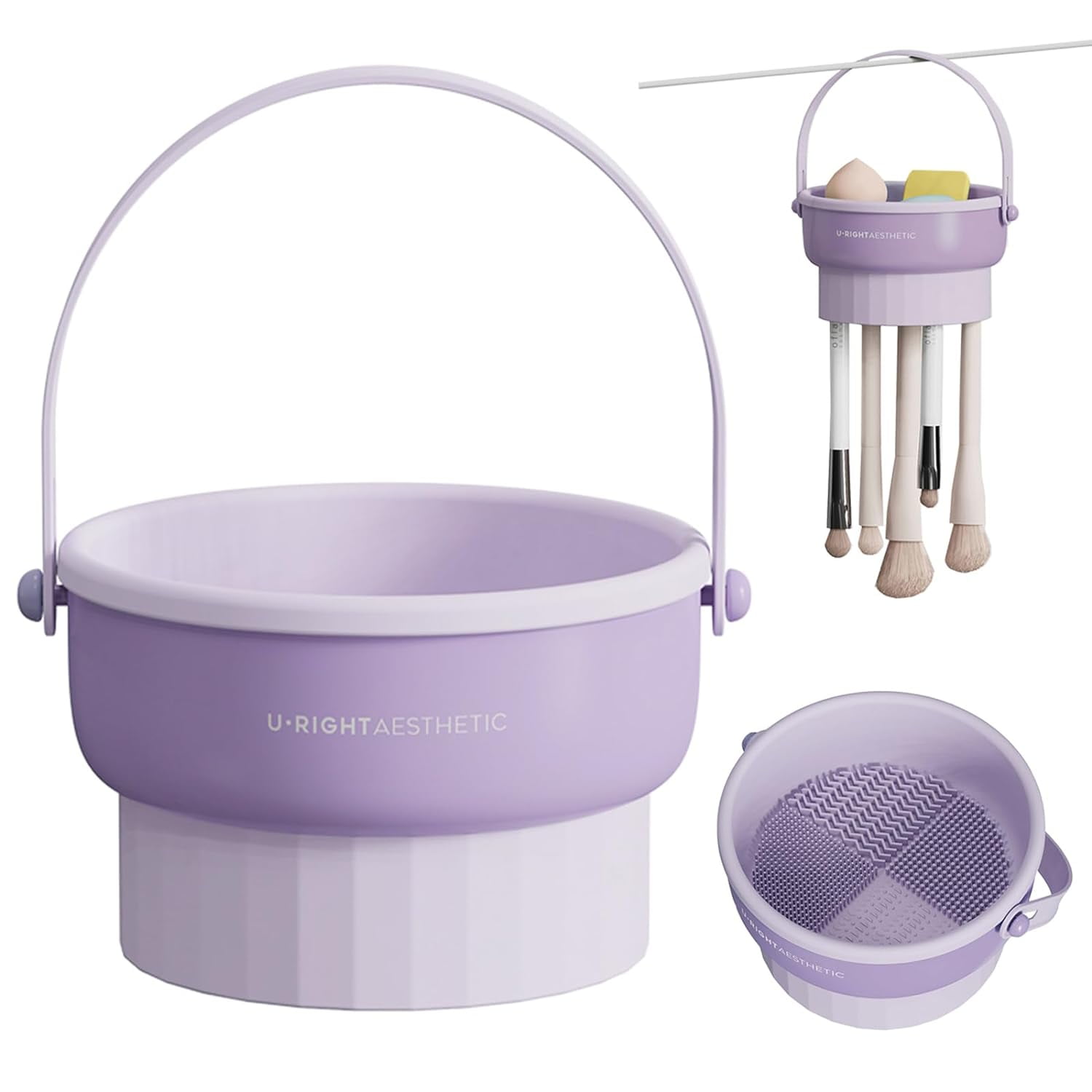 Makeup Brush Cleaning Mat 2 in 1 Silicone Makeup Brush Cleaner Bowl ...