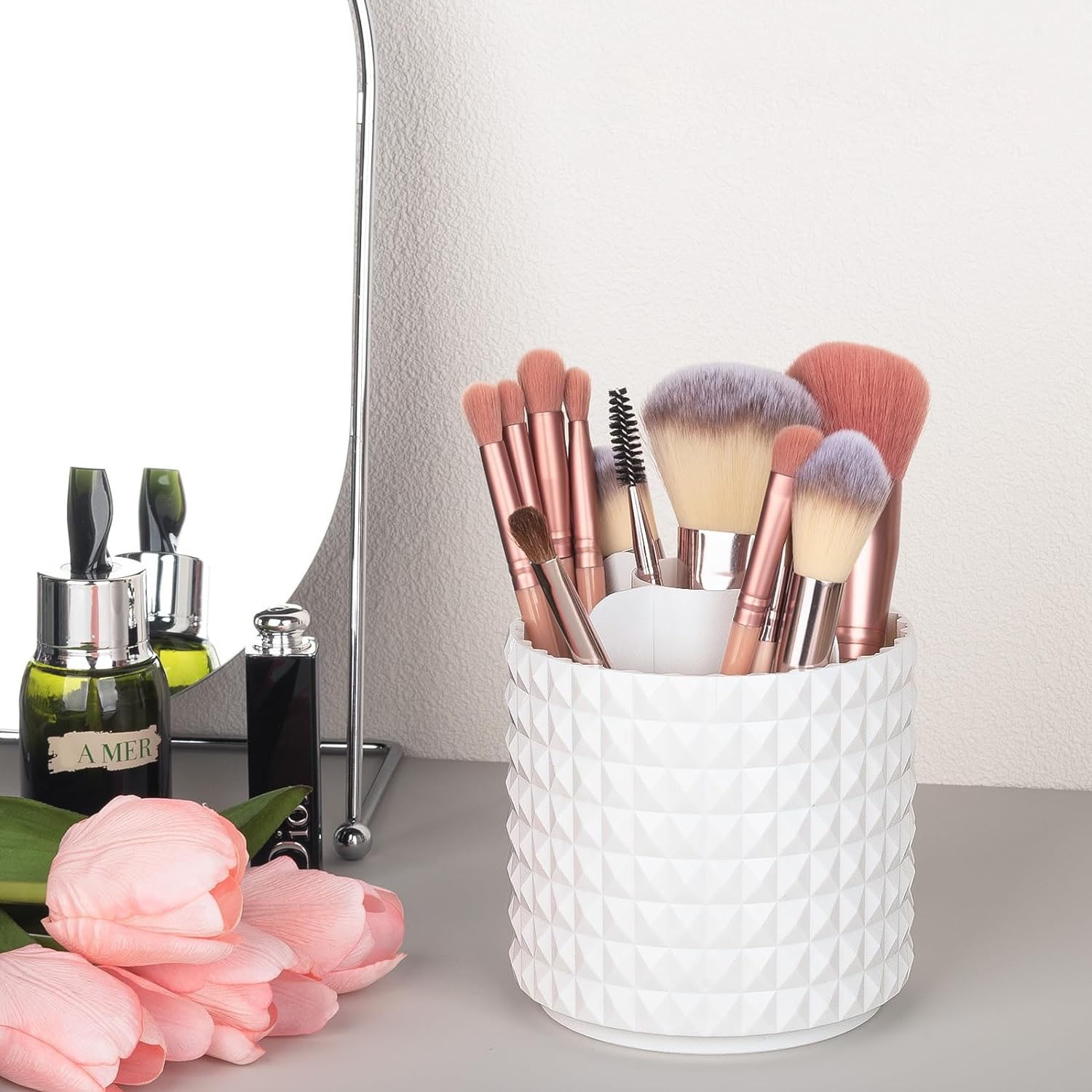 Makeup Brush Holder, [2024 Newest], [Dustproof & Waterproof], 5 Slot ...