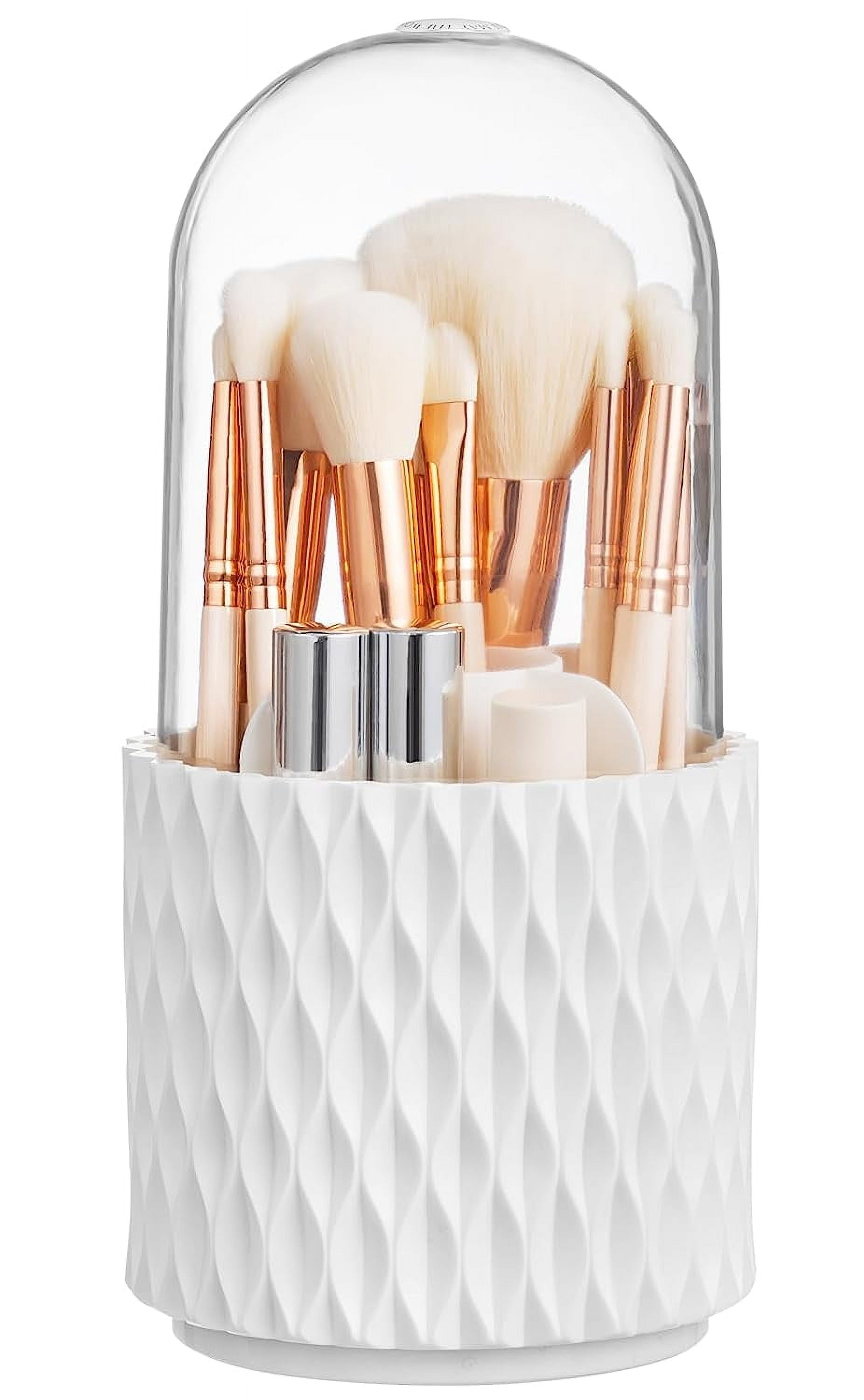 HBlife 360 Rotating Makeup Brush Holder, Dustproof Organizer with Lid ...