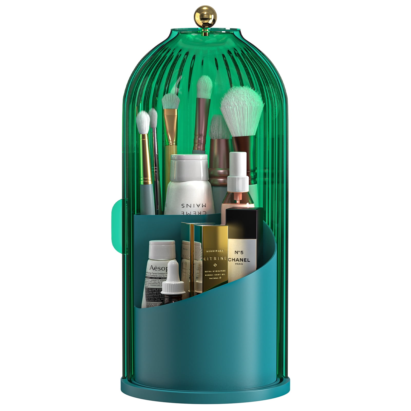 Makeup Brush Holder with Lid, Cosmetic Tools Organizer 360 Rotating ...