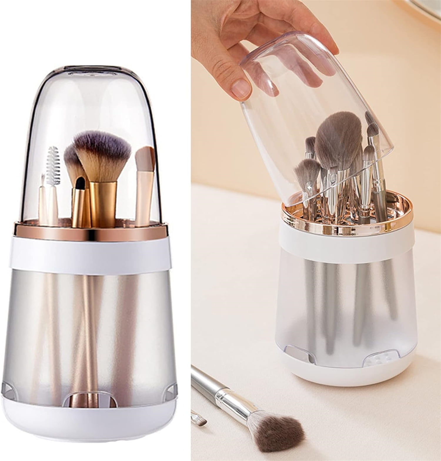 Makeup Brush Holder with Lid, Jademall Clear Brush Holder Makeup ...