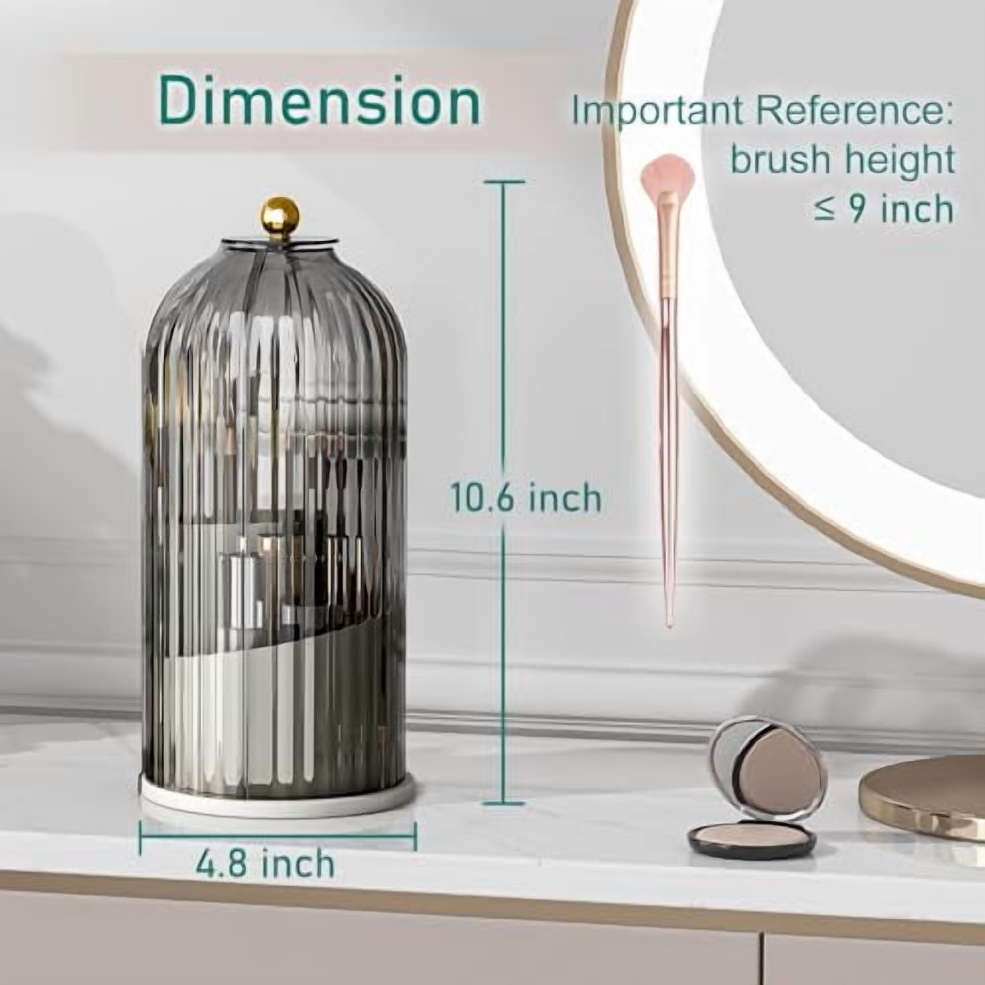 Makeup Brush Holder with Lid Cosmetic Tools Organizer 360 Rotating ...