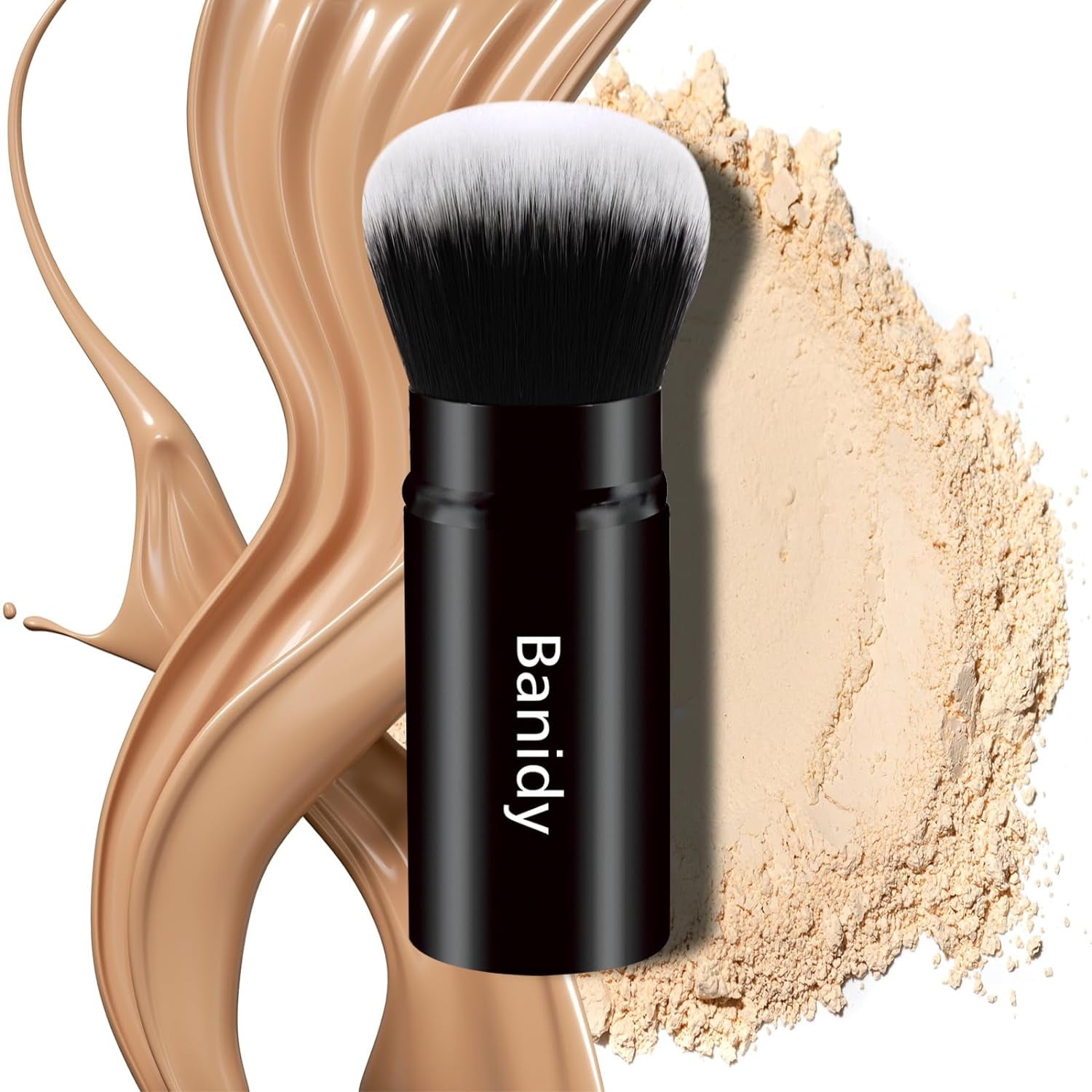 Makeup Brush Kabuki Face Brushes Retractable Travel Blush Kabuki Brush Portable Flawless for ...