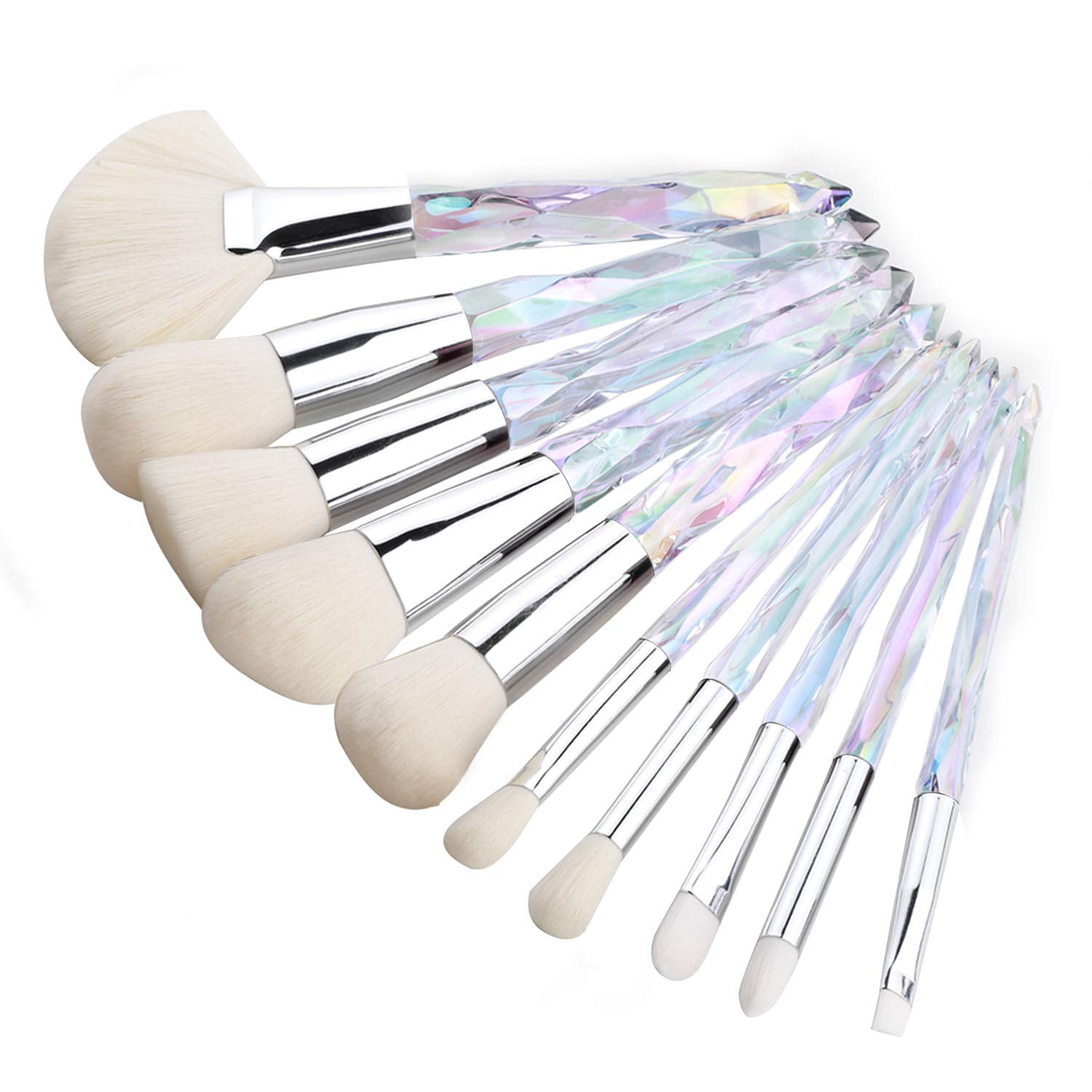 Makeup Brush Set 10 Crystal Makeup Brush Set Lip Foundation Makeup ...