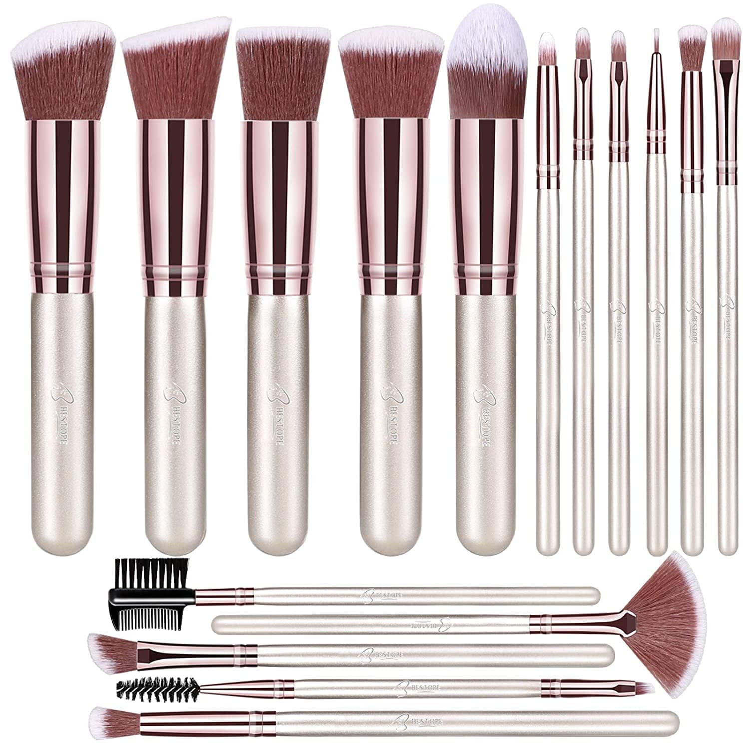 Makeup Brush Set, BESTOPE 16PCS Makeup Brushes Premium Synthetic ...