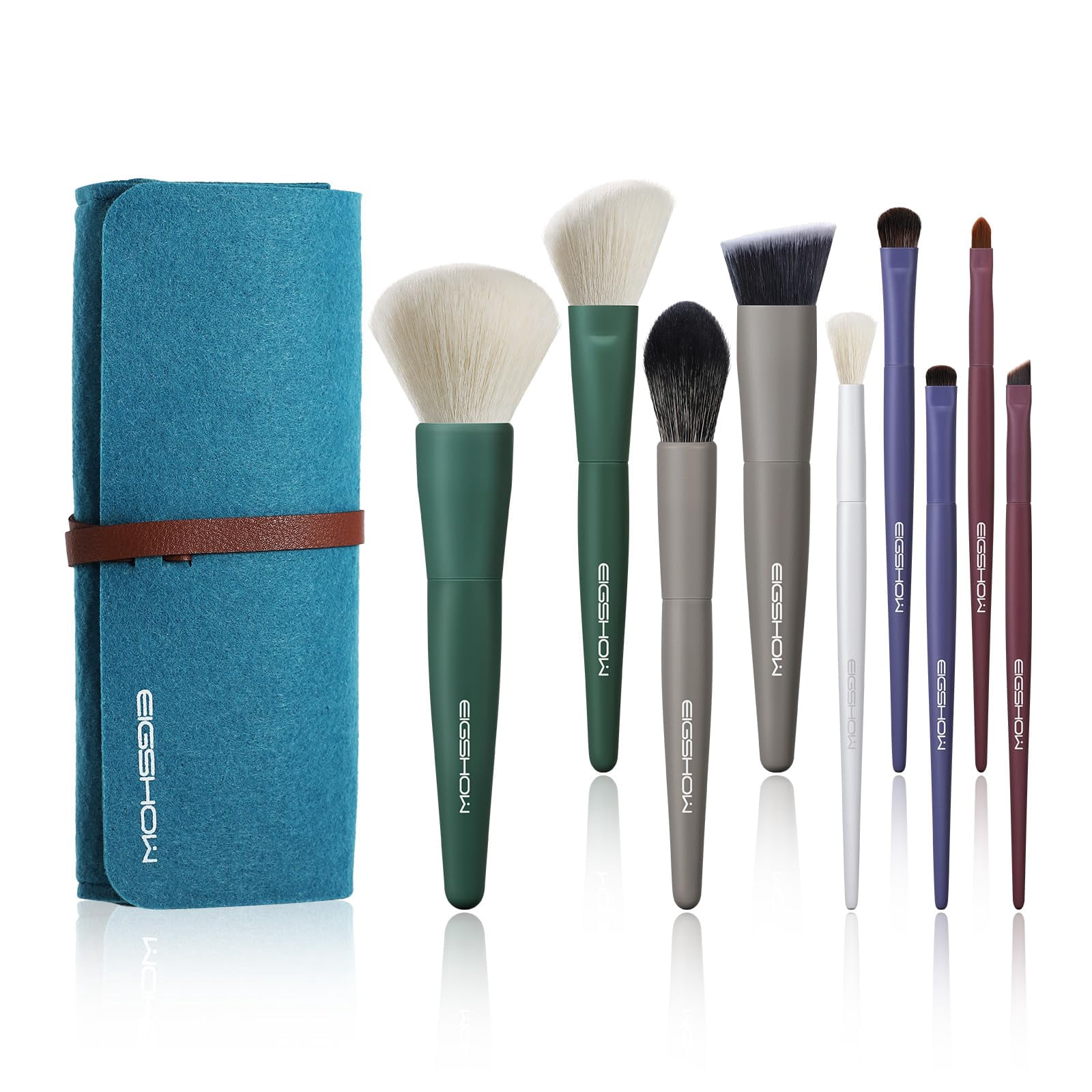 Makeup Brushes, EIGSHOW 5 Color Essential Kabuki Makeup Brush Set with Ultra-soft Synthetic ...