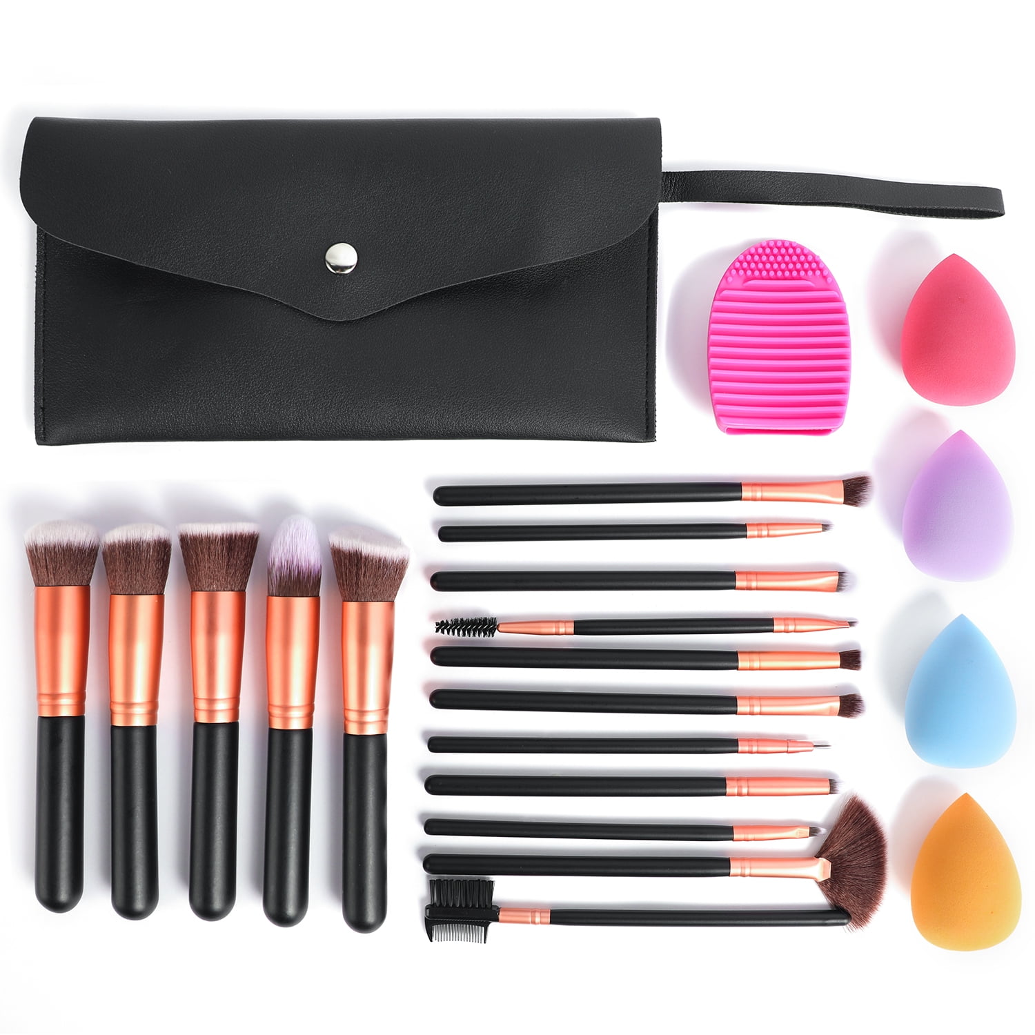 4Pcs Premium Synthetic Makeup Brushes Set with Beauty Blender Sponge ...