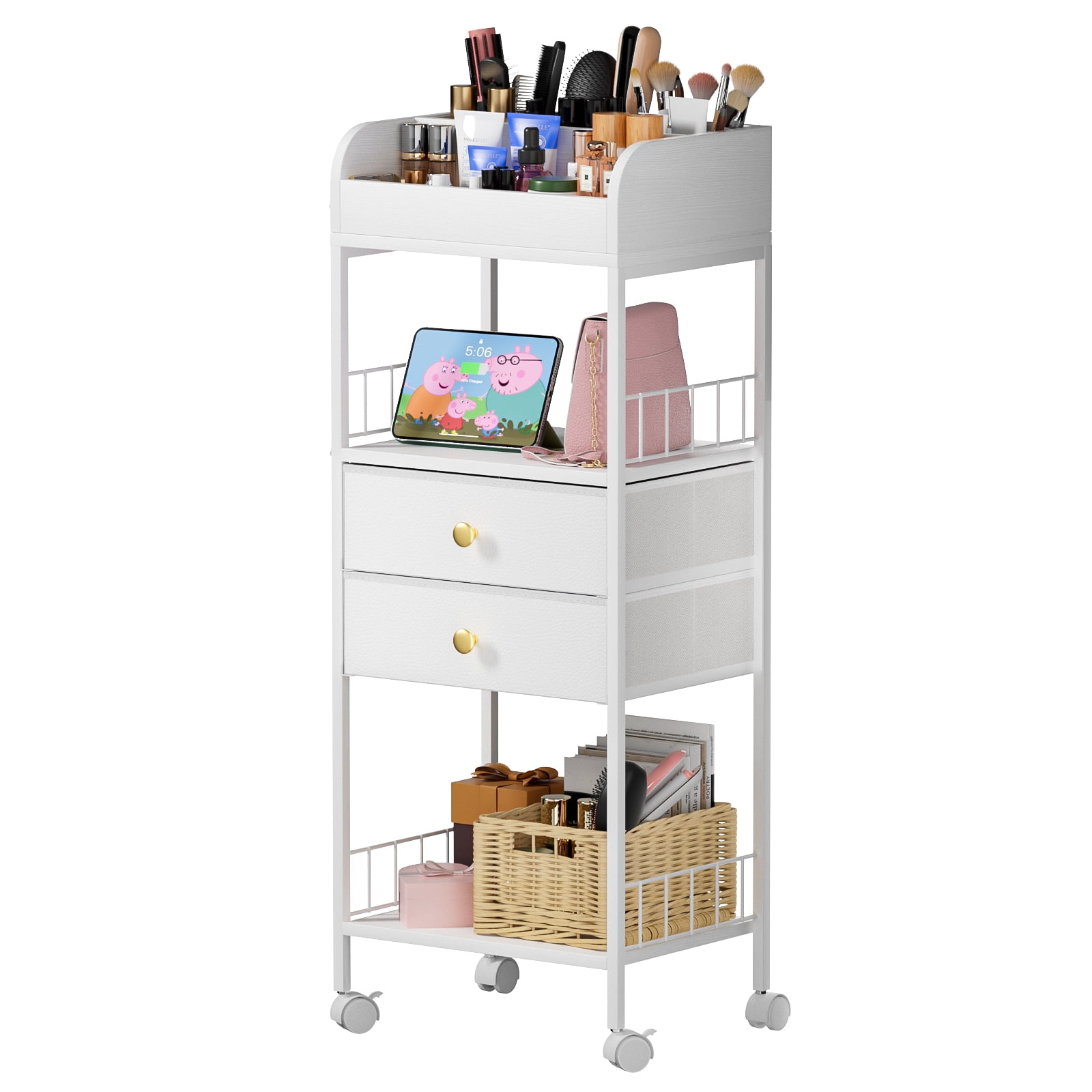 Makeup Cart with Drawers, Skincare & Makeup Organizers, Vanity Display ...