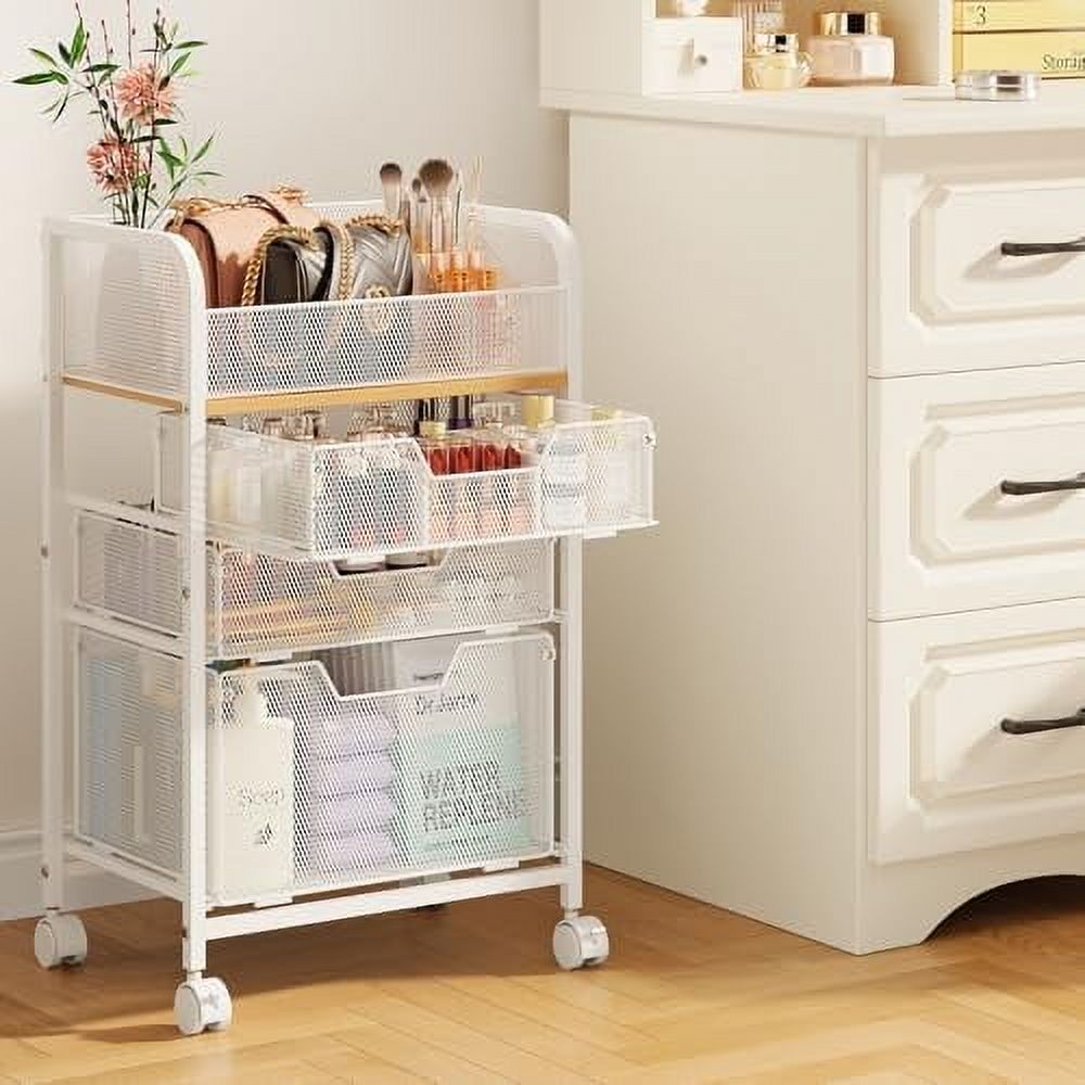 Makeup Cart Organizer with 4 Drawers, Large Floor Skincare Organizers ...