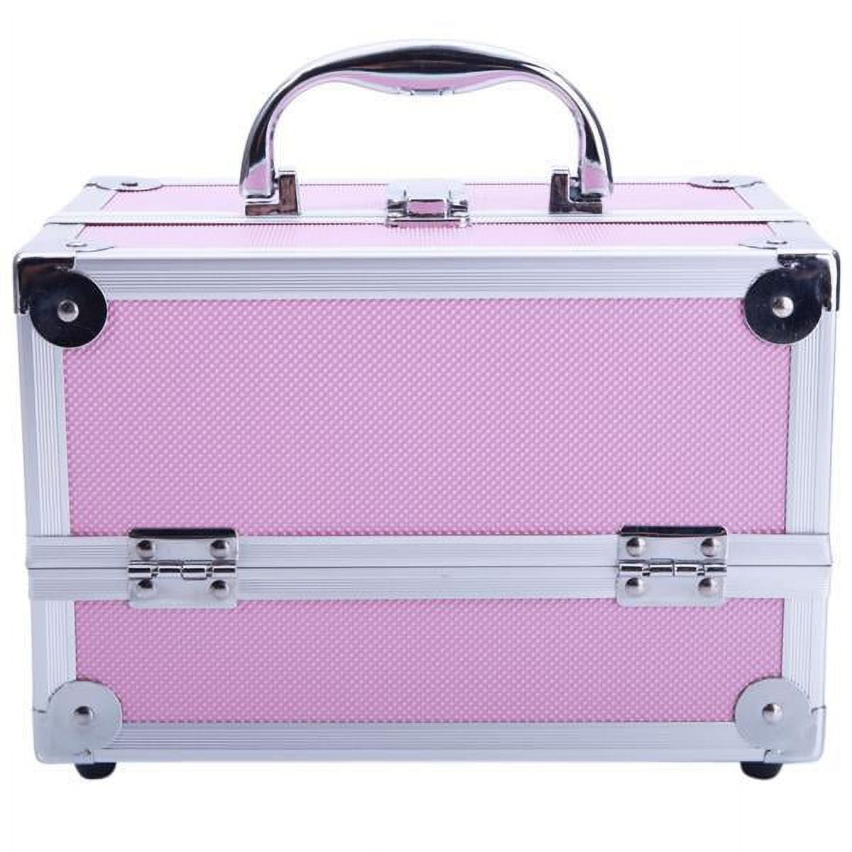Makeup Case Aluminum Jewelry Box Cosmetic Organizer with Mirror 9"x6"x6 ...