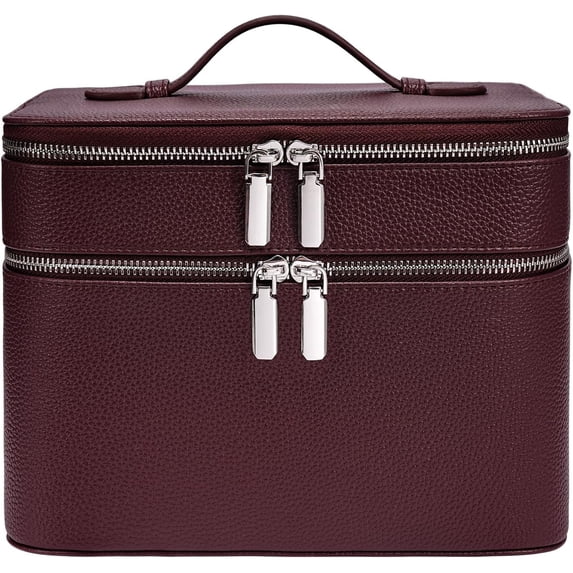 Makeup Case, Large Capacity Waterproof Double Layer Cosmetic Bag with ...
